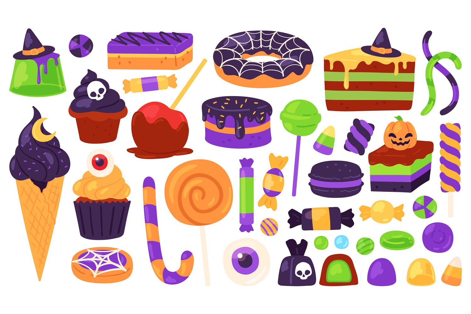 Halloween sweets. Trick or treats candies and dessert with s (1455625 ...