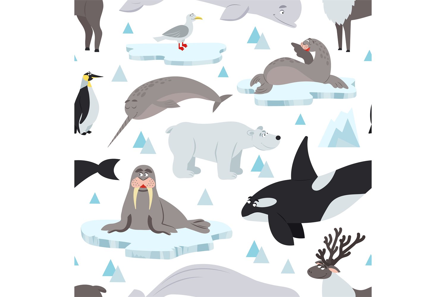 Arctic animals pattern. Children animal antarctic print, nor (1779259 ...
