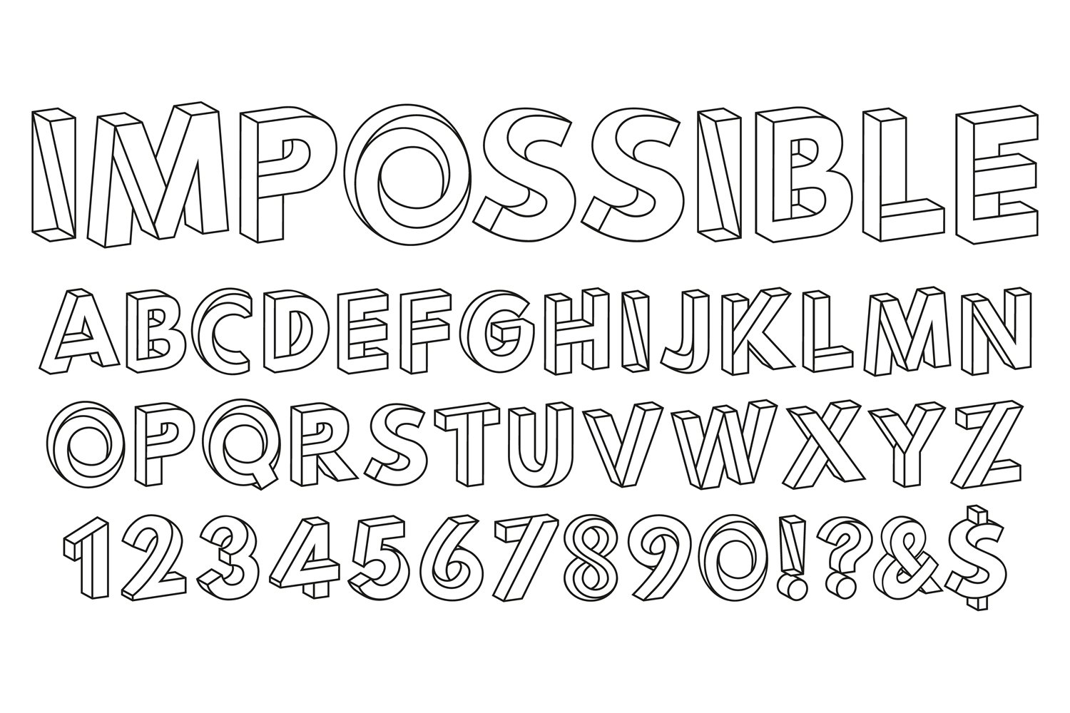 Impossible shapes paradox alphabet letters and numbers (1468044 ...