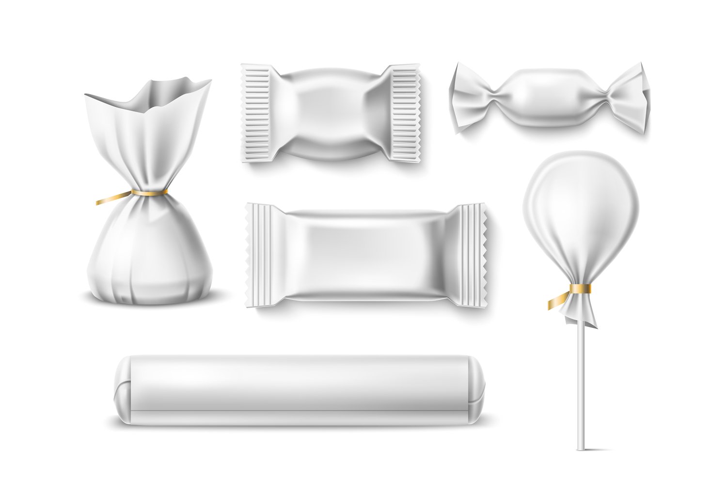 Candy packaging. Realistic sweets wrapping template, 3d suga (1811210 ...