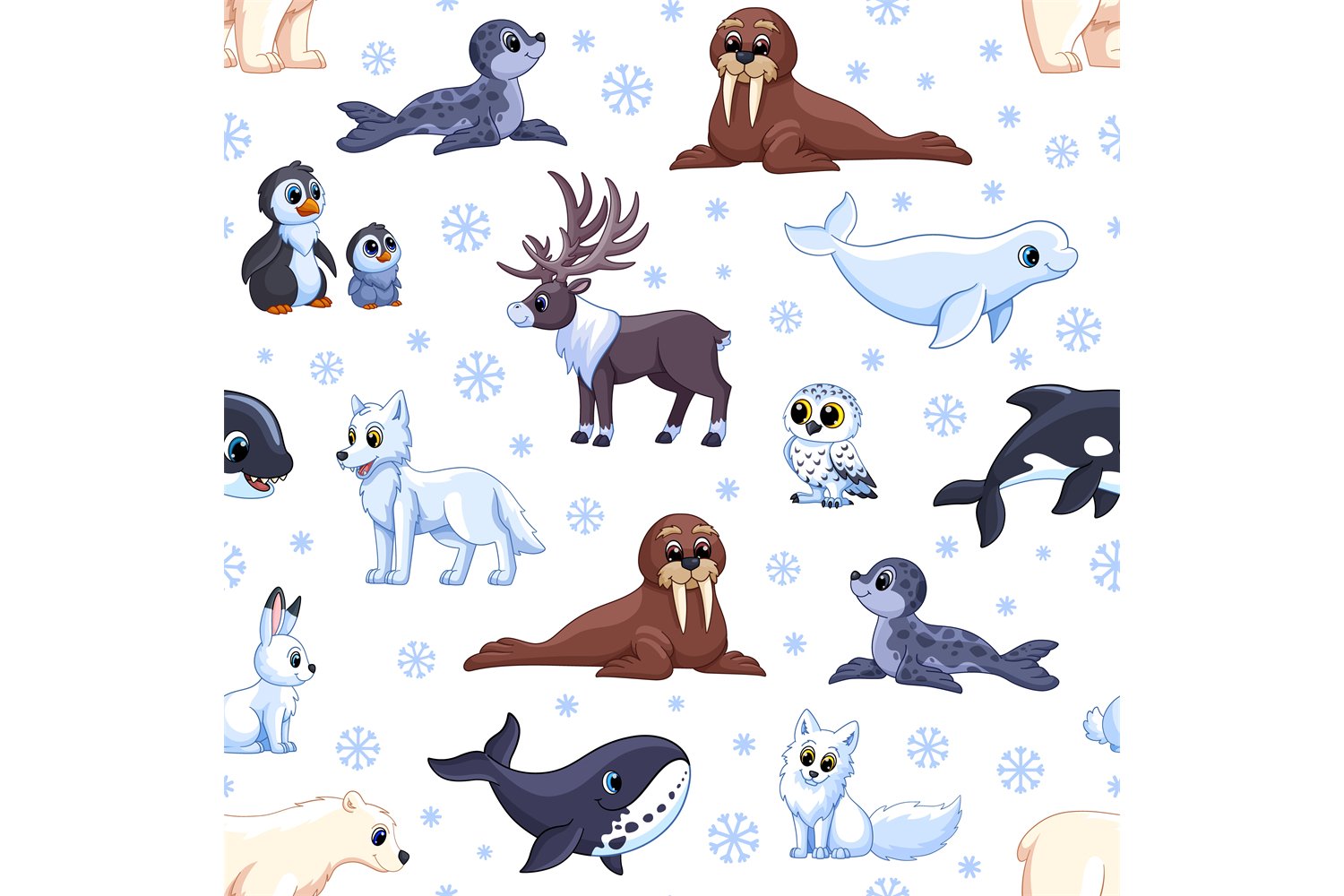 Arctic animals pattern. Antarctic wildlife, children north n (1766674 ...