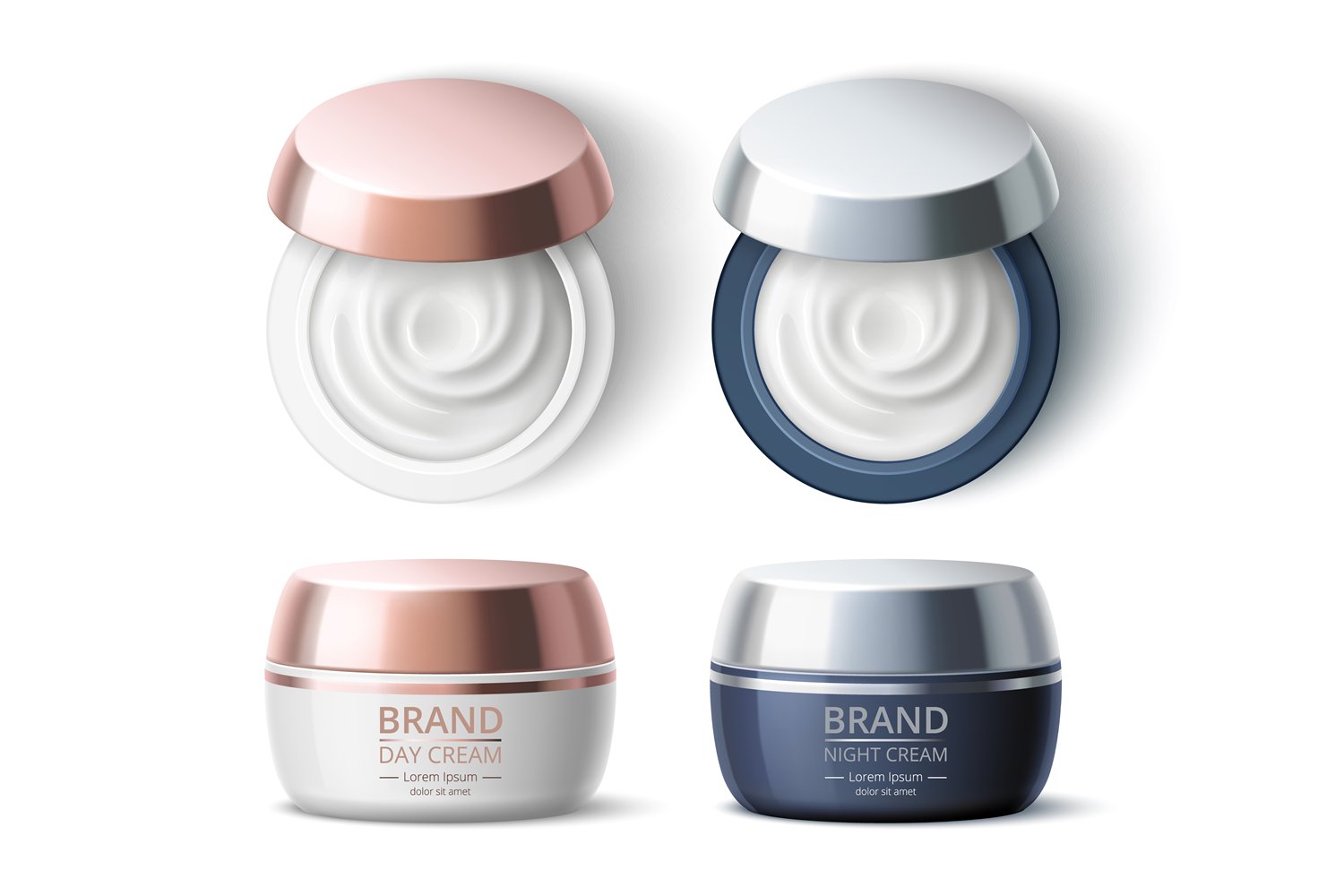 Night and day cream jar design. Realistic isolated cosmetic (1821821 ...