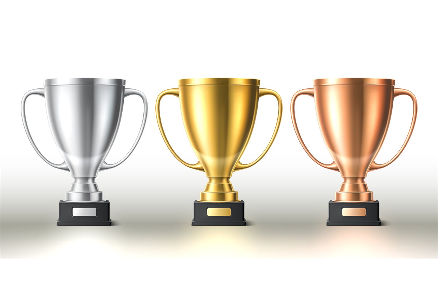 Golden silver bronze cups. Different prize places awards, re (1854026 ...