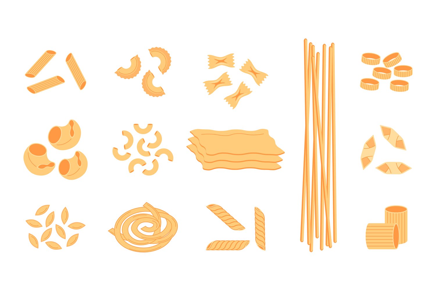 Cartoon Pasta Shapes
