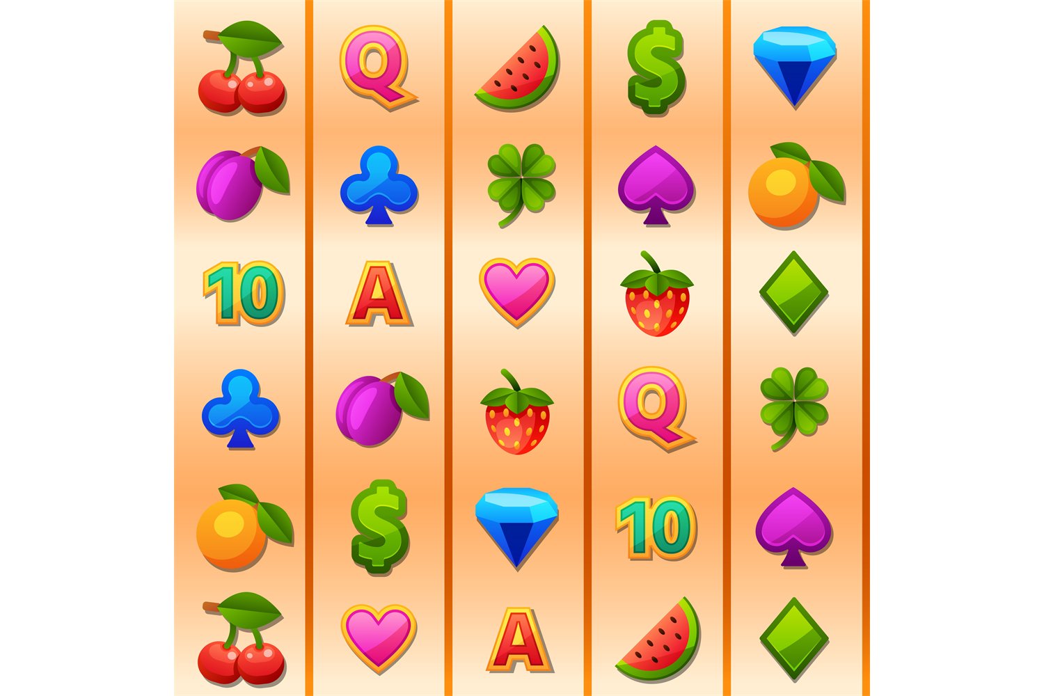 Seamless casino slot machine lines with game icons. Gamble s (1762454 ...