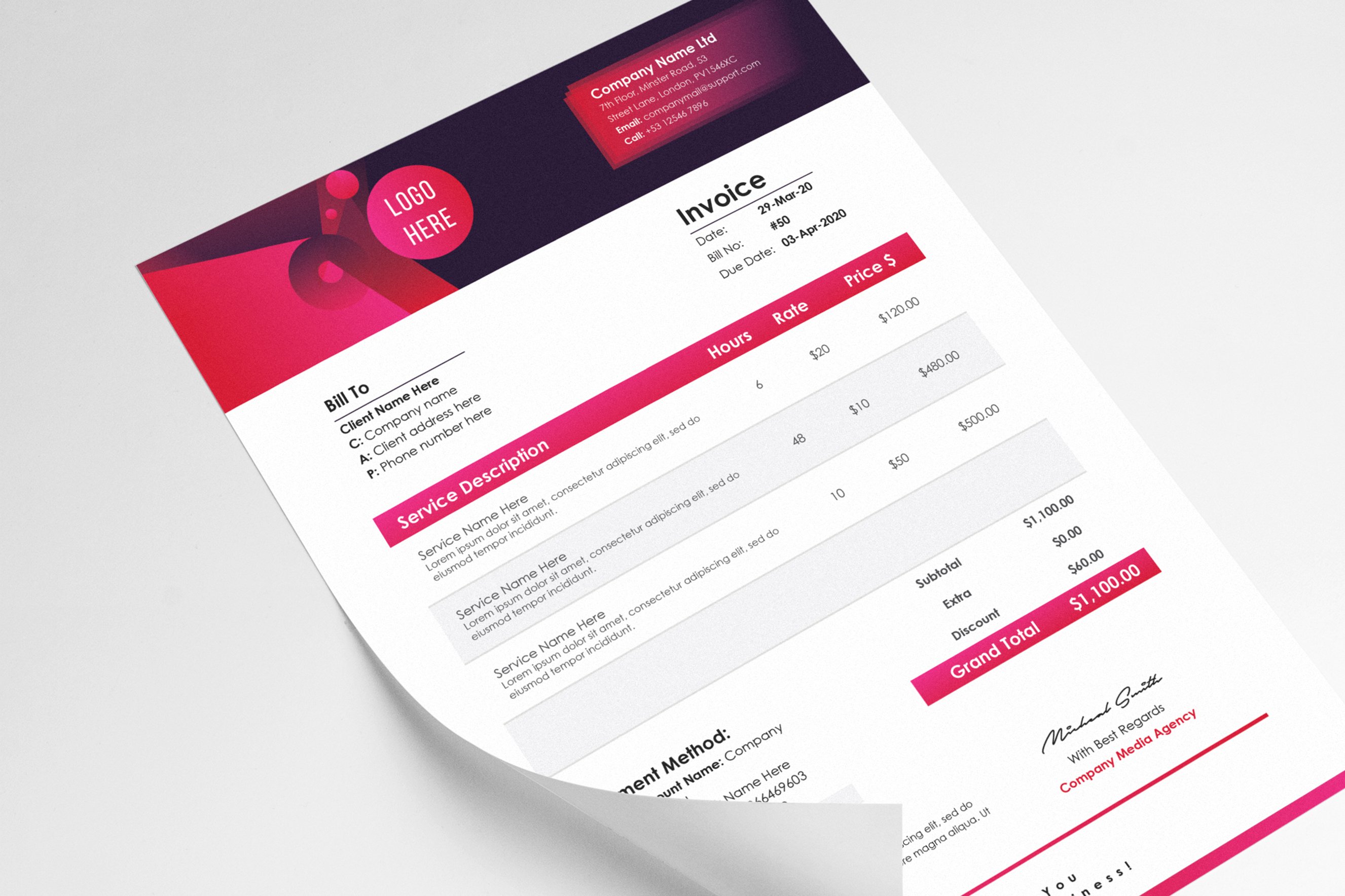 Modern Editable Invoice Template Design (875450) | Customizable ...