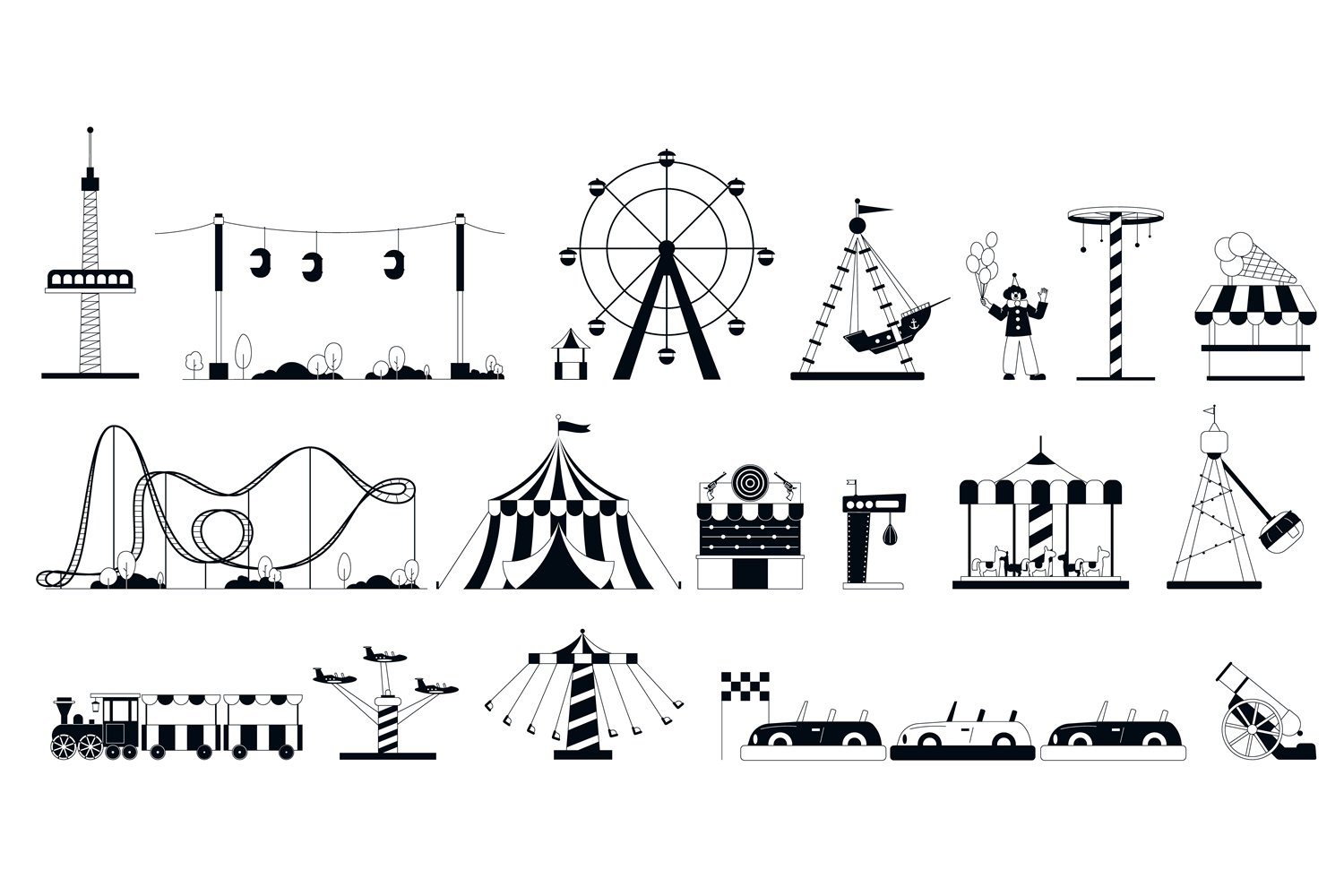 Amusement Park Rides Drawings