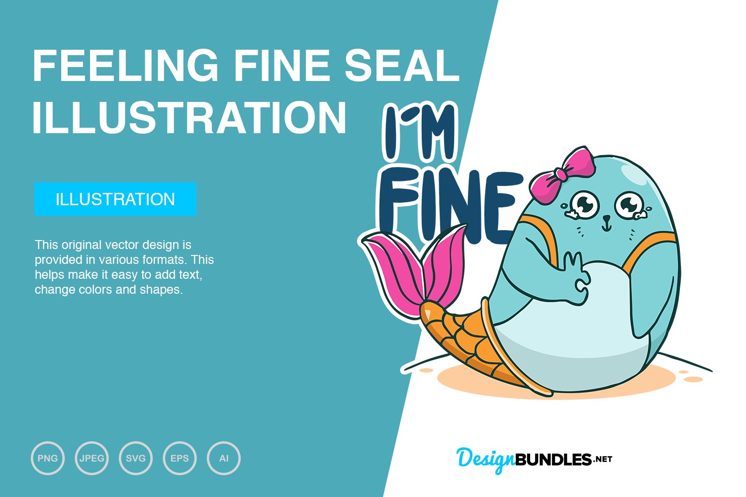 Feeling Fine Seal Vector Illustration