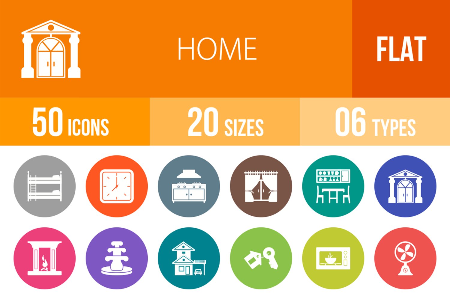 50 Home Filled Round Icons (183709) | Icons | Design Bundles