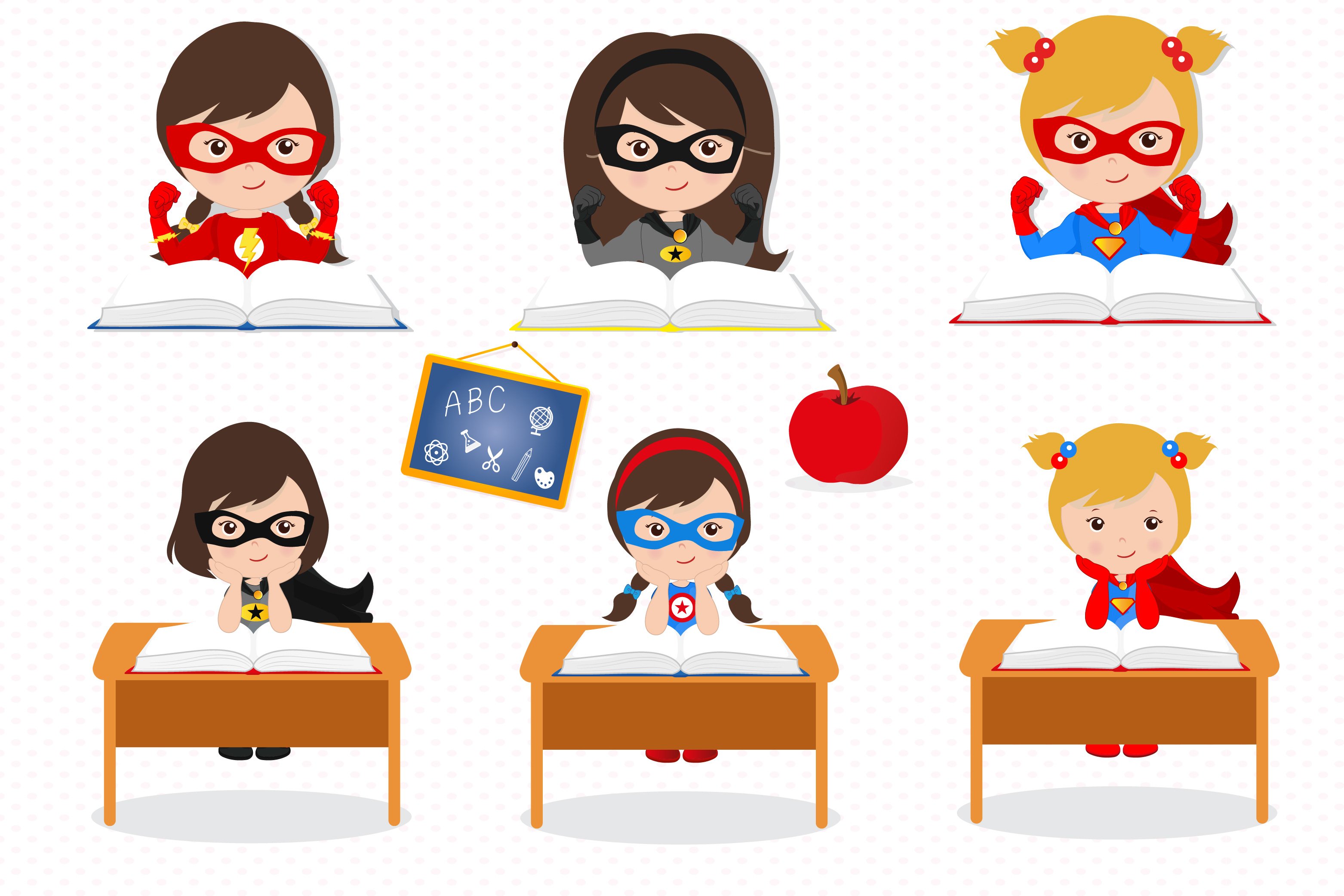 Superhero in schoool clipart, Superhero in schoool graphics (25175 ...