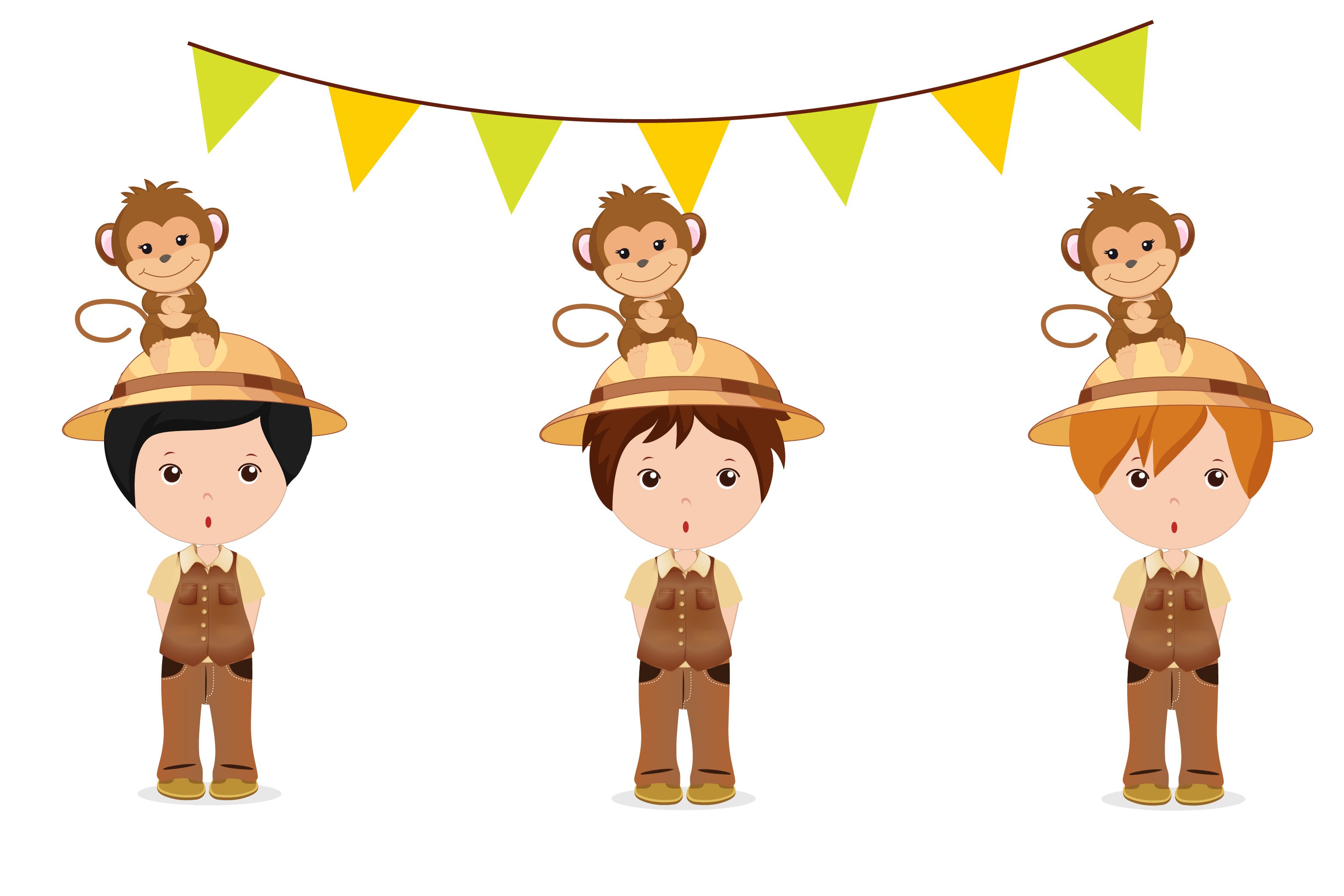 Safari boy illustration, Safari boy digital papers (25155 ...