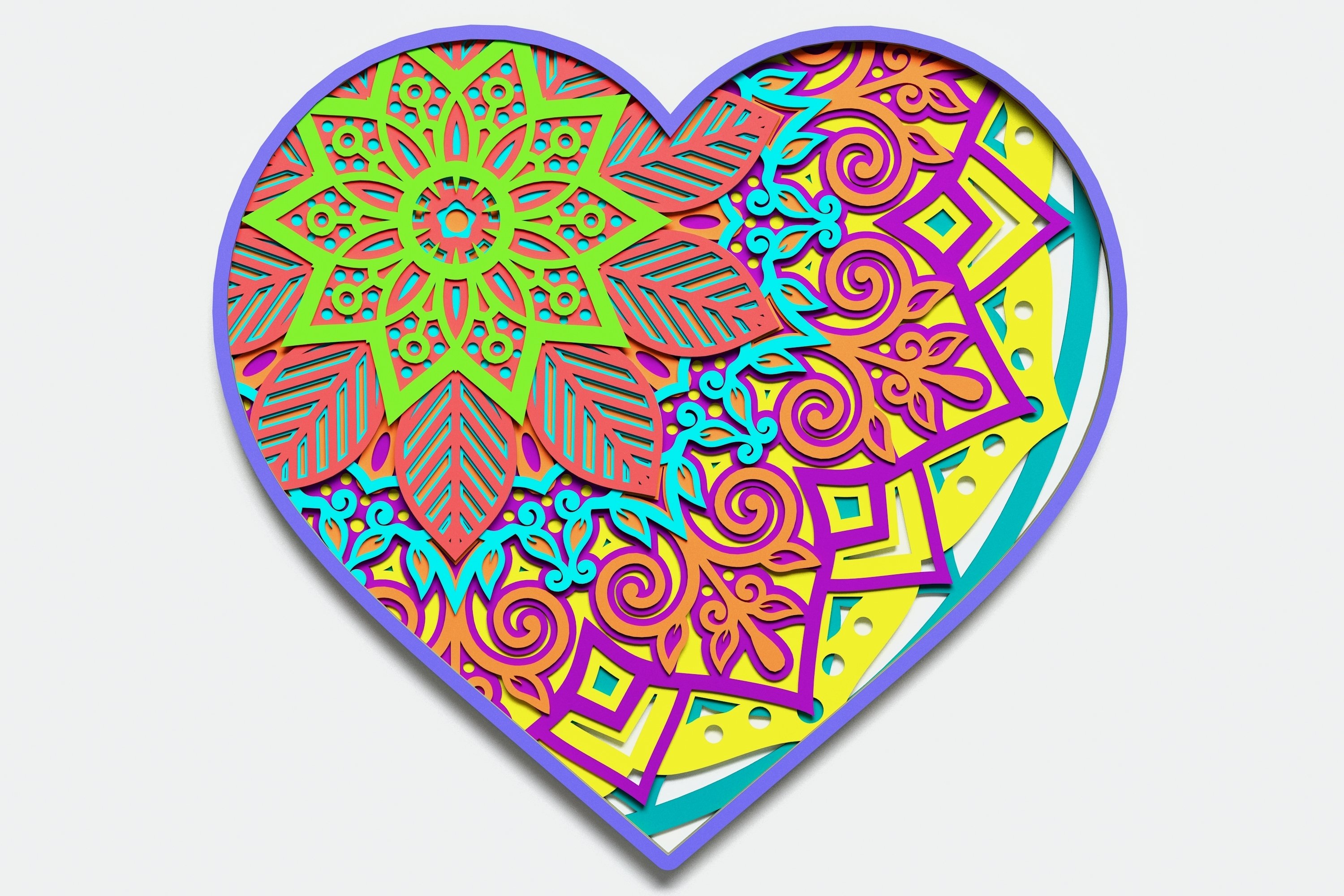 Multilayer Heart Mandala, Vector file for cutting (1014611) | Paper ...