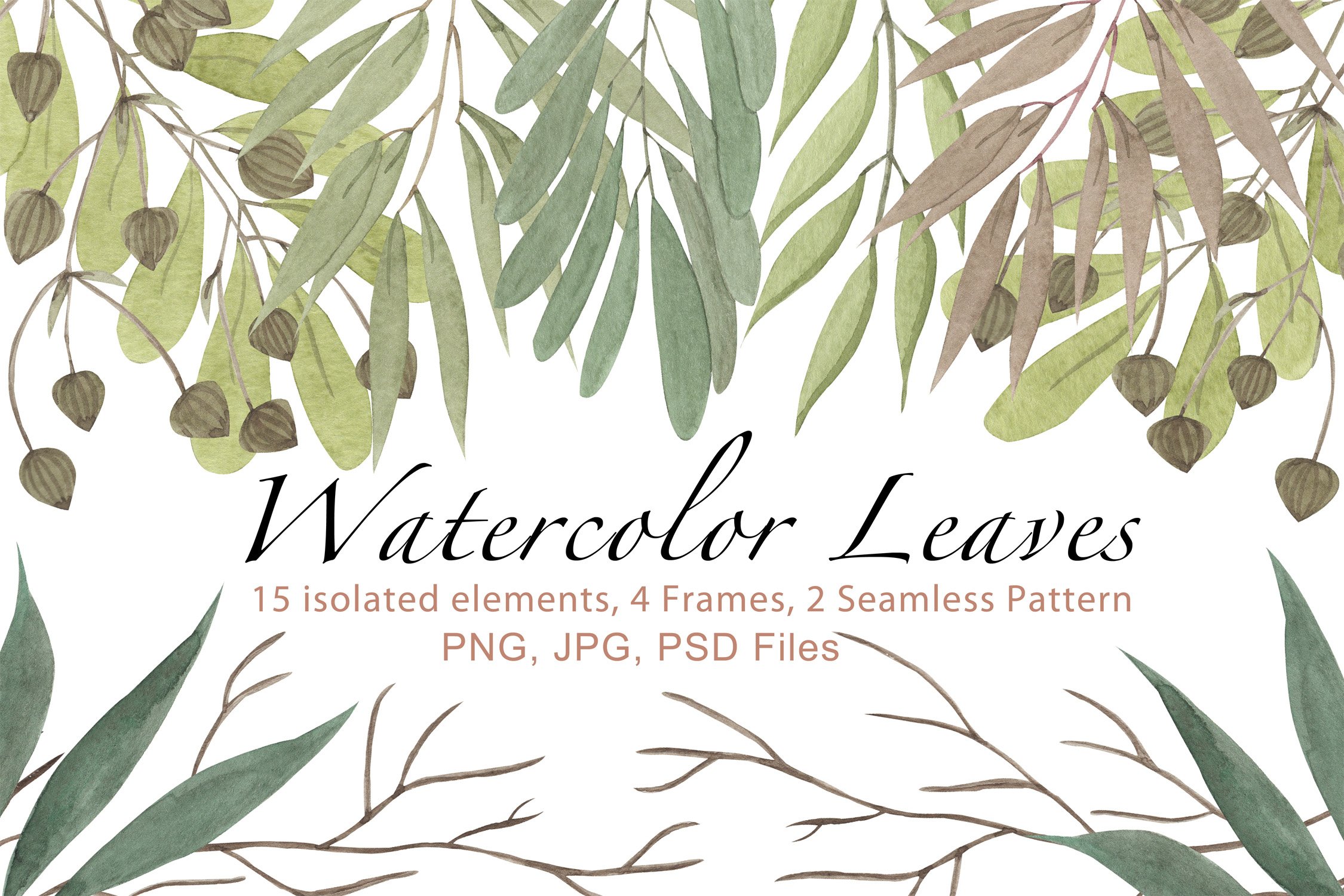 Watercolor Leaves SET (140587) | Objects | Design Bundles