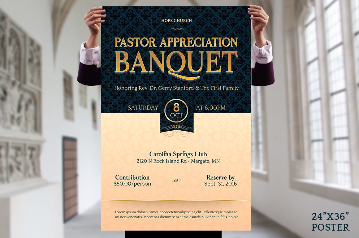 Pastor Appreciation Banquet Template Kit (3373) | Flyers | Design Bundles