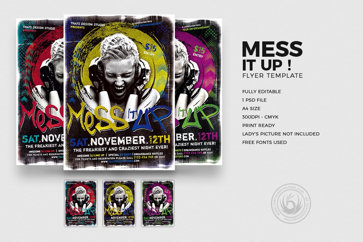 Mess it Up Flyer Template (31843) | Flyers | Design Bundles