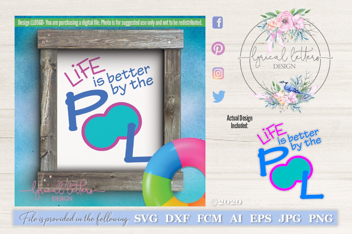 Life Is Better At the Pool SVG DXF Cut File LL056E (88964) | Cut Files ...