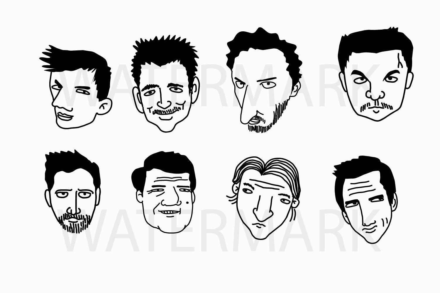 Face Set B - SVG/JPG/PNG Hand Drawing (64577) | Illustrations | Design ...