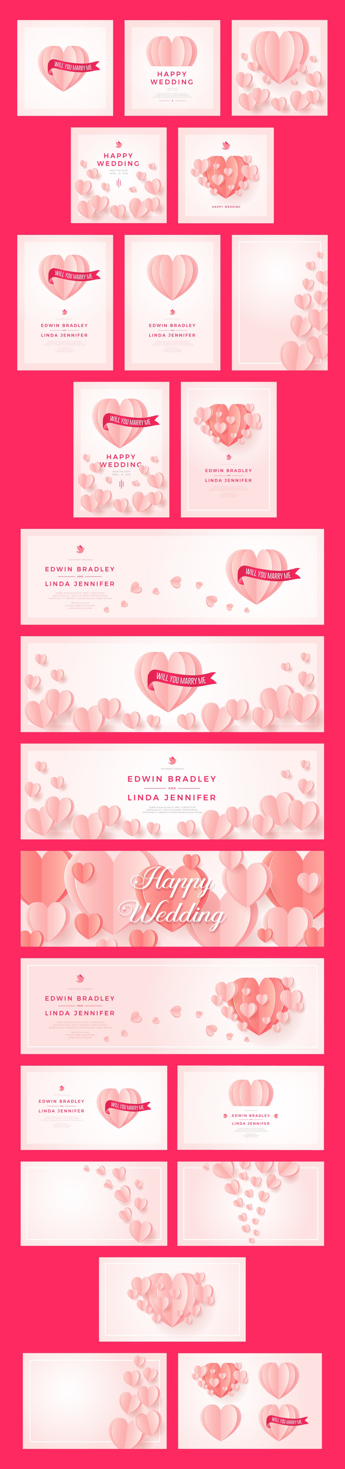 Love Wedding Background Template (72593) | Backgrounds | Design Bundles