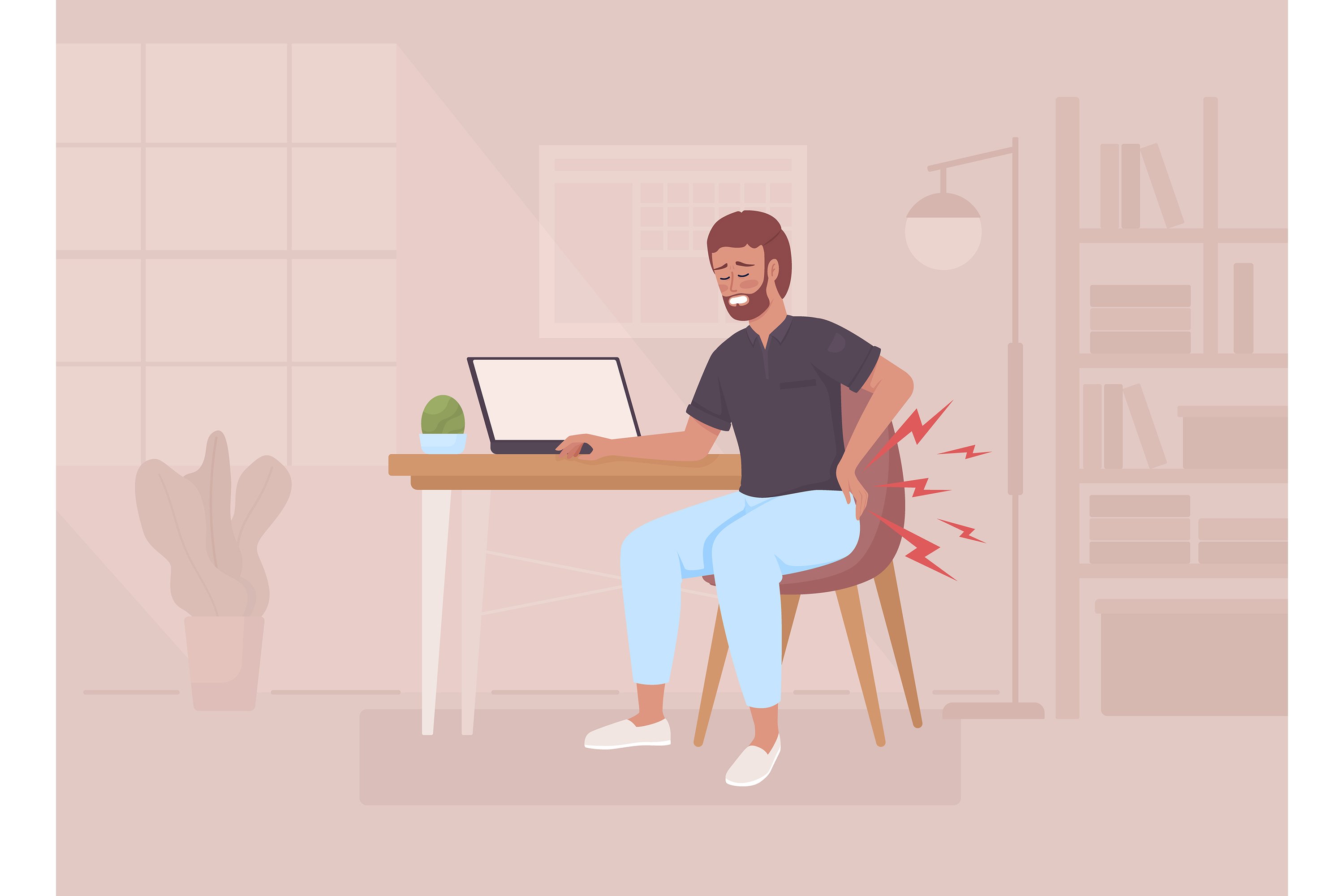 Back Pain Cartoon Computer