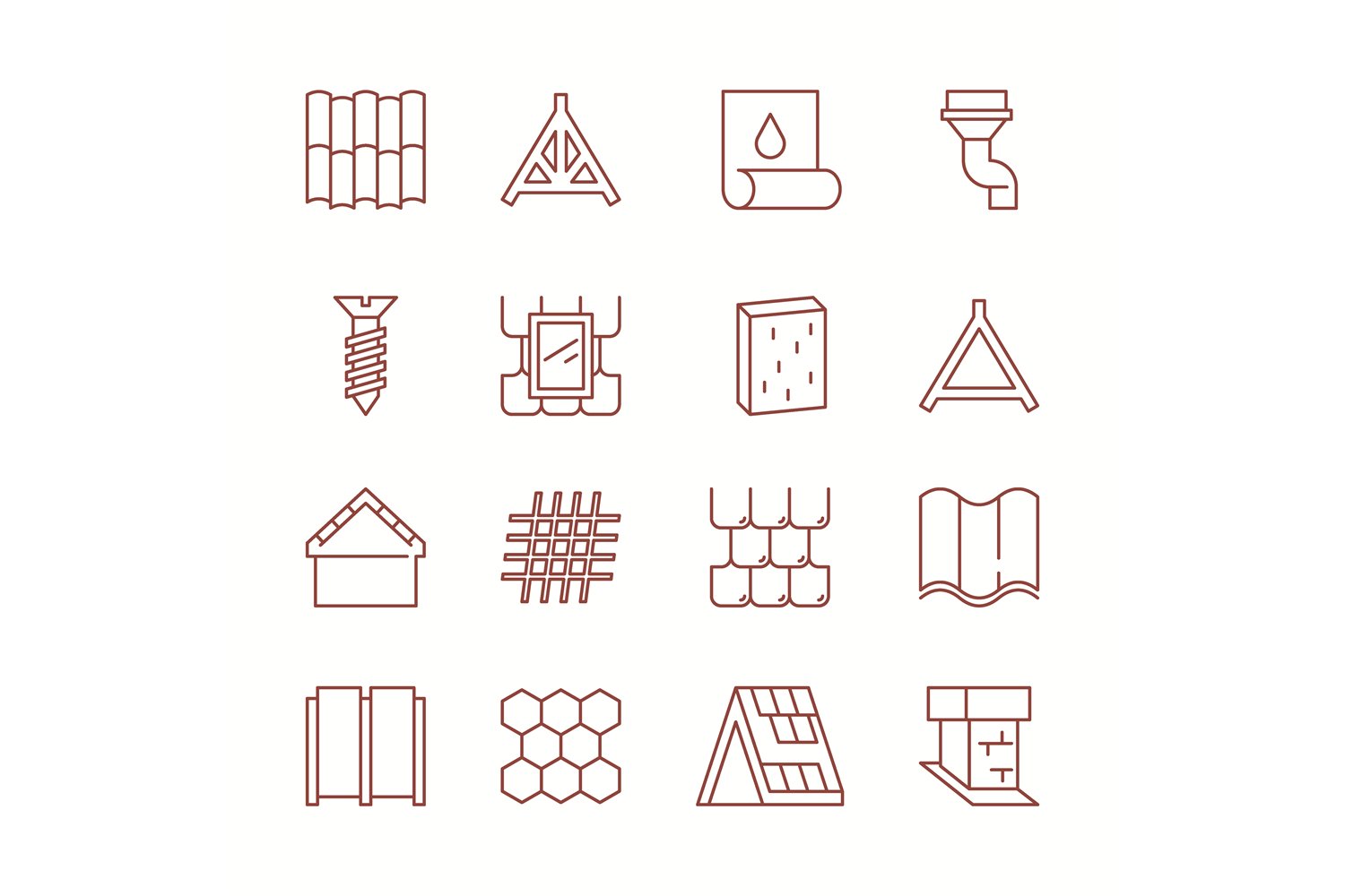 Roofing icons. Stylized symbols of construction roofing mate (2258781 ...