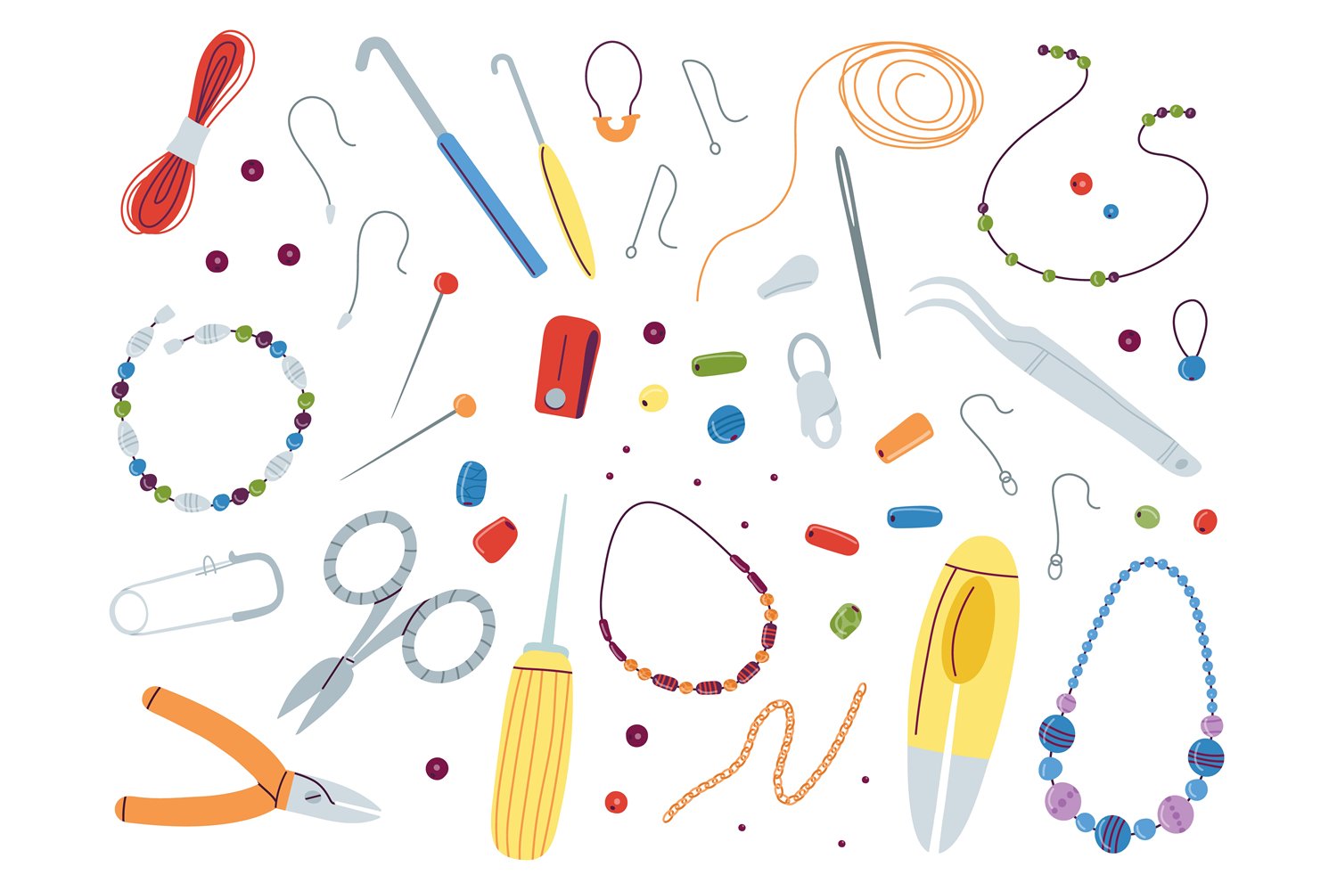 Jewelry making tools. Beads mix and art hand work, handicraf