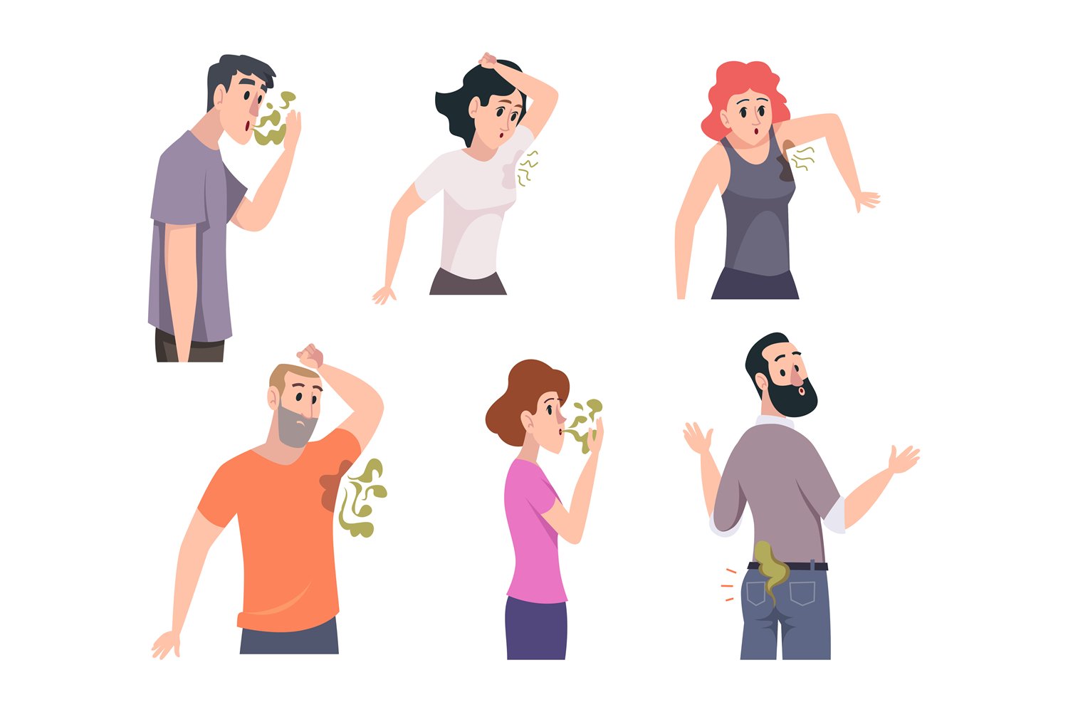 Bad smelly people. Sweat persons wet and disgusting characte (2261568 ...