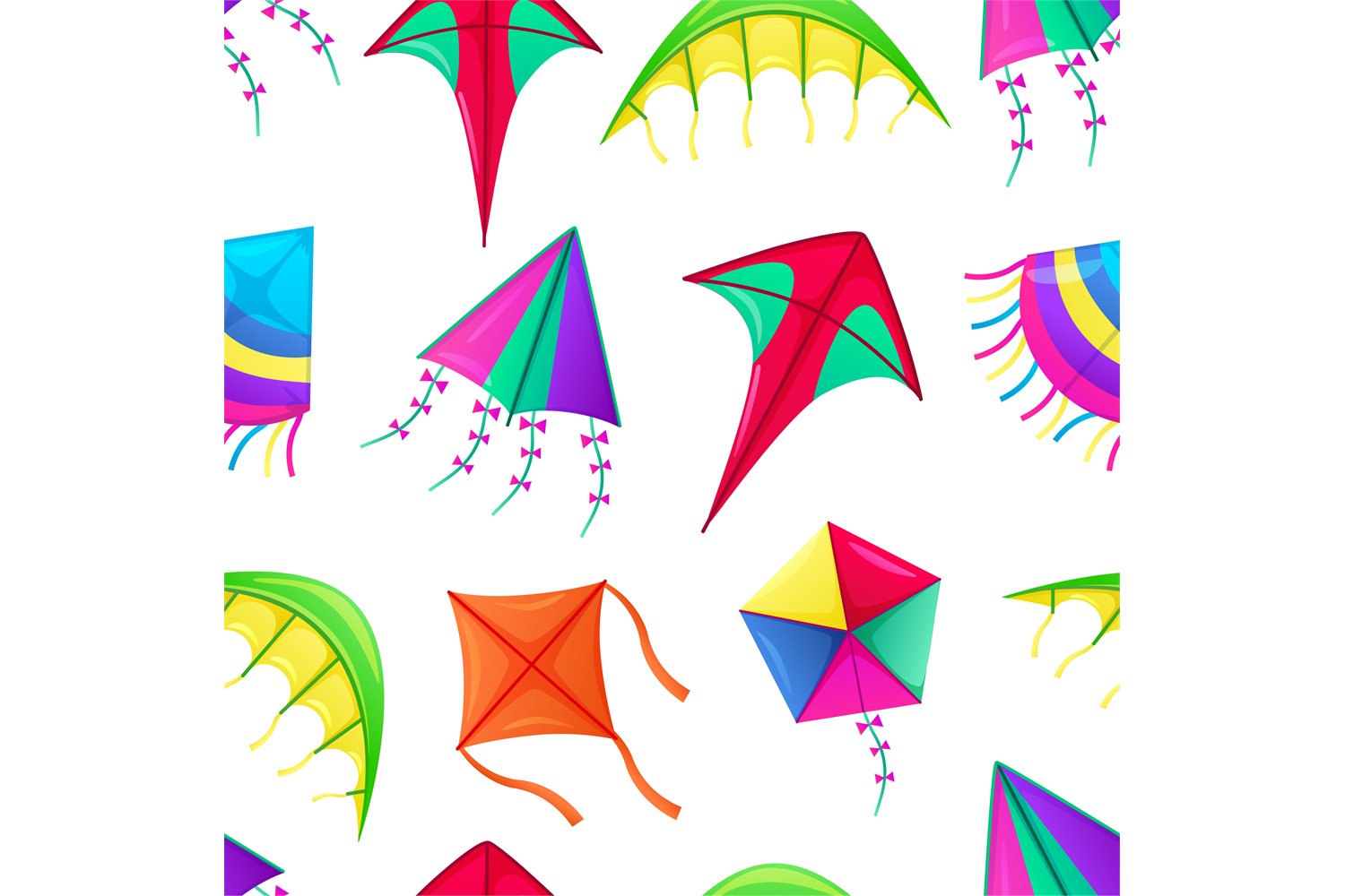 Kite seamless pattern. Young kids abstract background with f