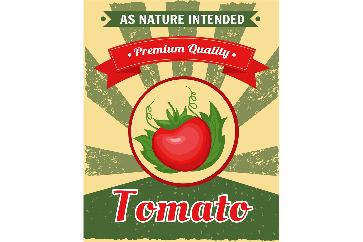 Tomato poster. Food soup advertising. Art package label. Vin