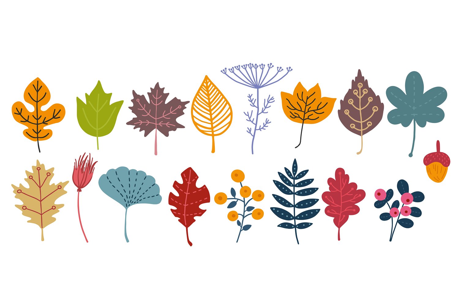 Autumn flowers. Hand drawn doodle fall. Nature plant foliage (2245720 ...