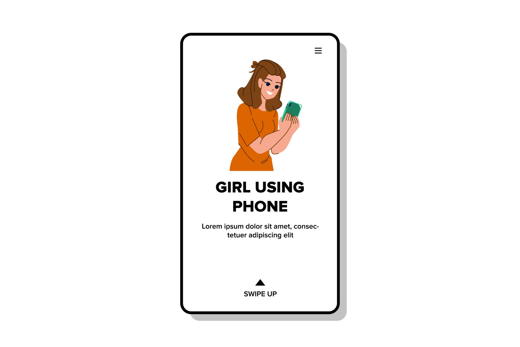 girl using phone vector (2236245) | Icons | Design Bundles