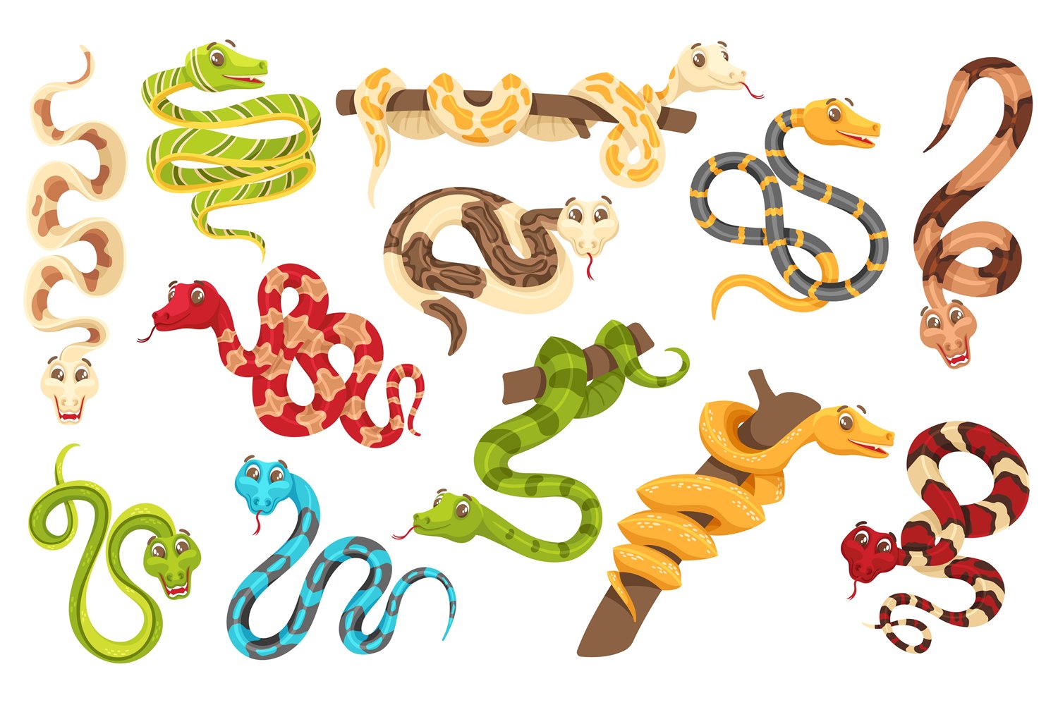 Long Cartoon Snakes