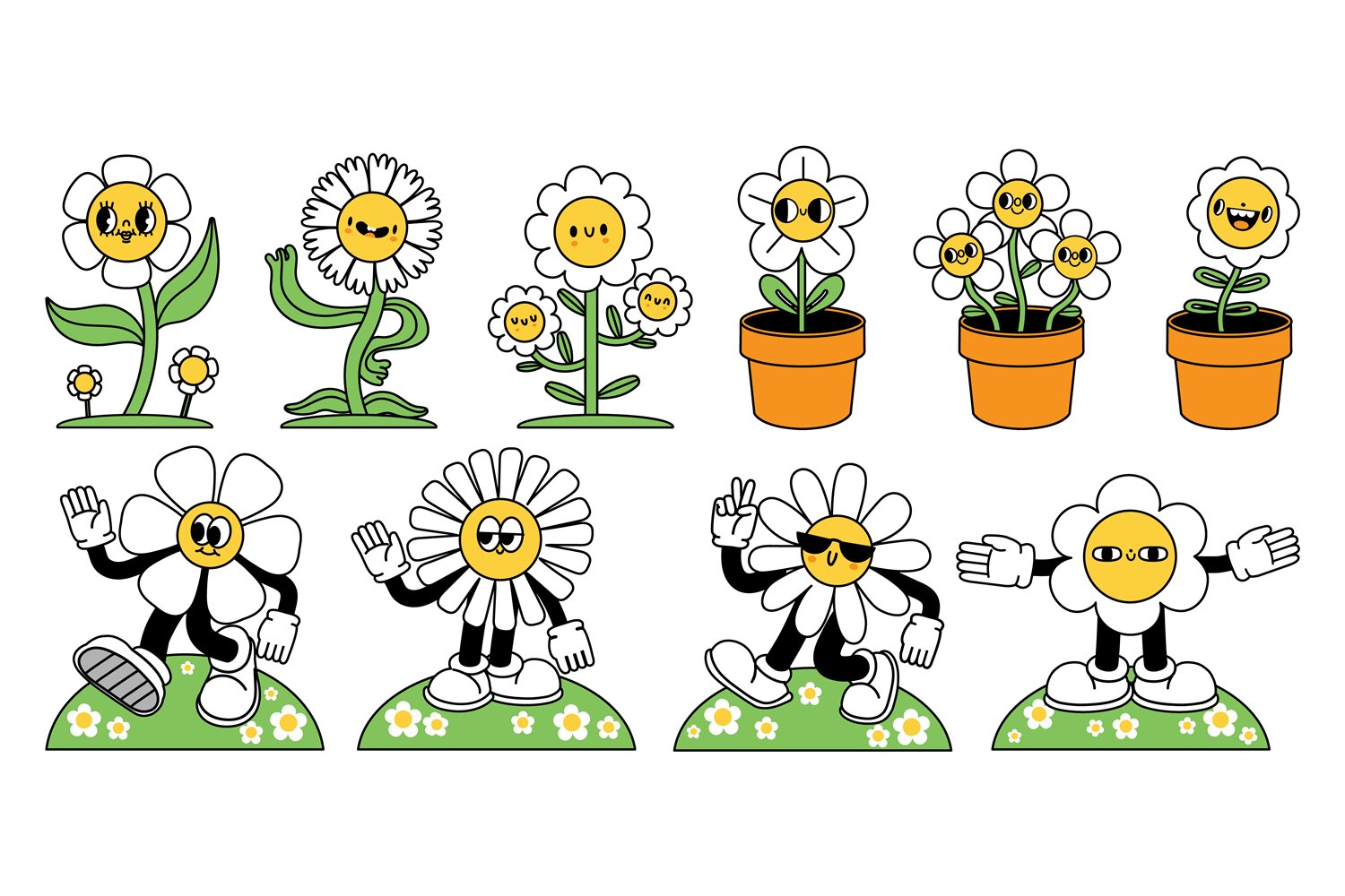 Cartoon Flowers In A Pot