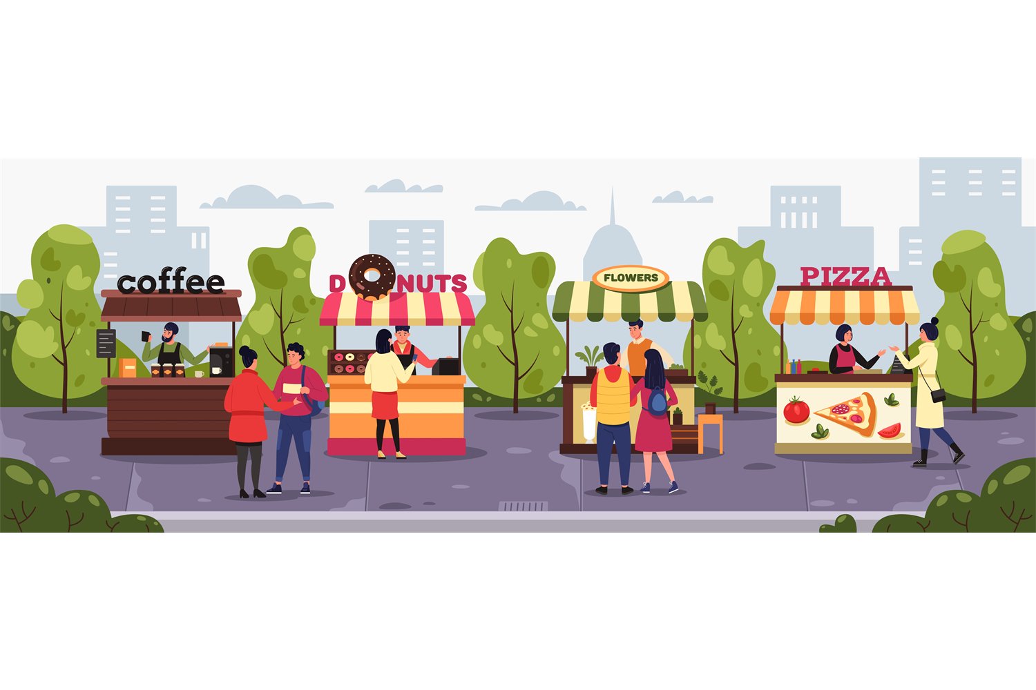 Street Market Cartoon