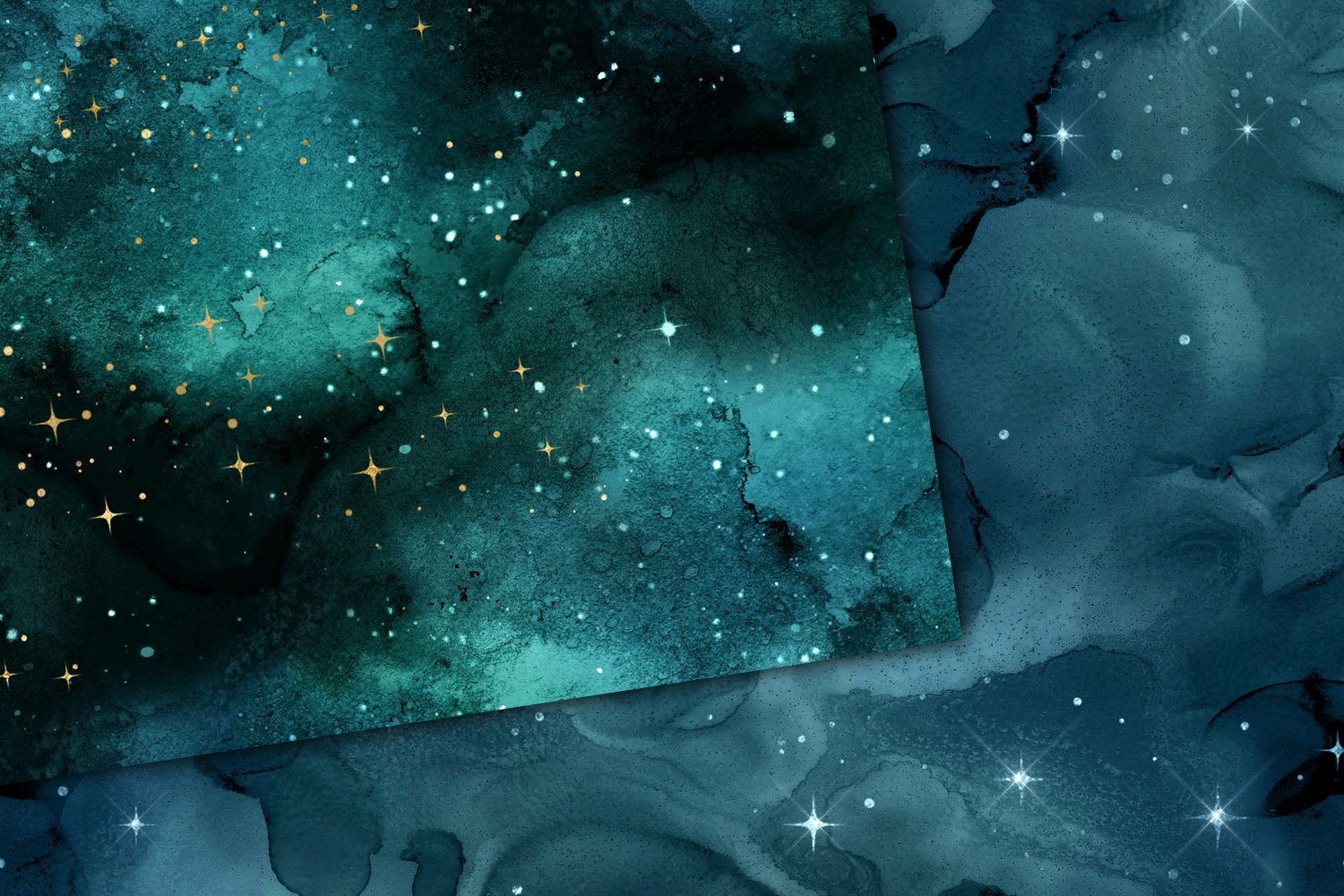 Teal Galaxy Digital Paper (648454) | Textures | Design Bundles