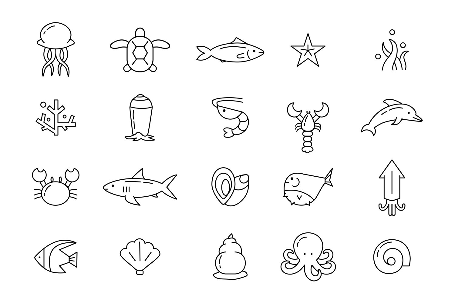 Ocean Fish Outlines