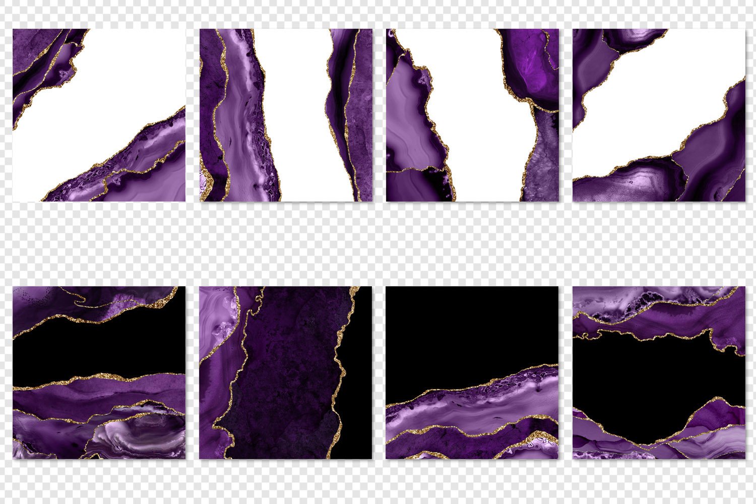 Purple and Gold Agate Border Overlays (429319) | Illustrations | Design ...