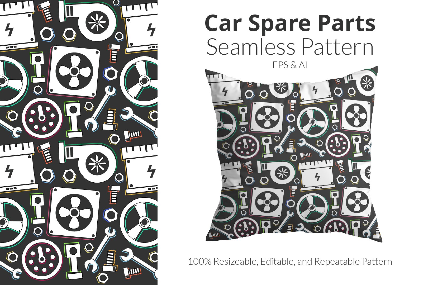 Car Spare Parts - Seamless Pattern