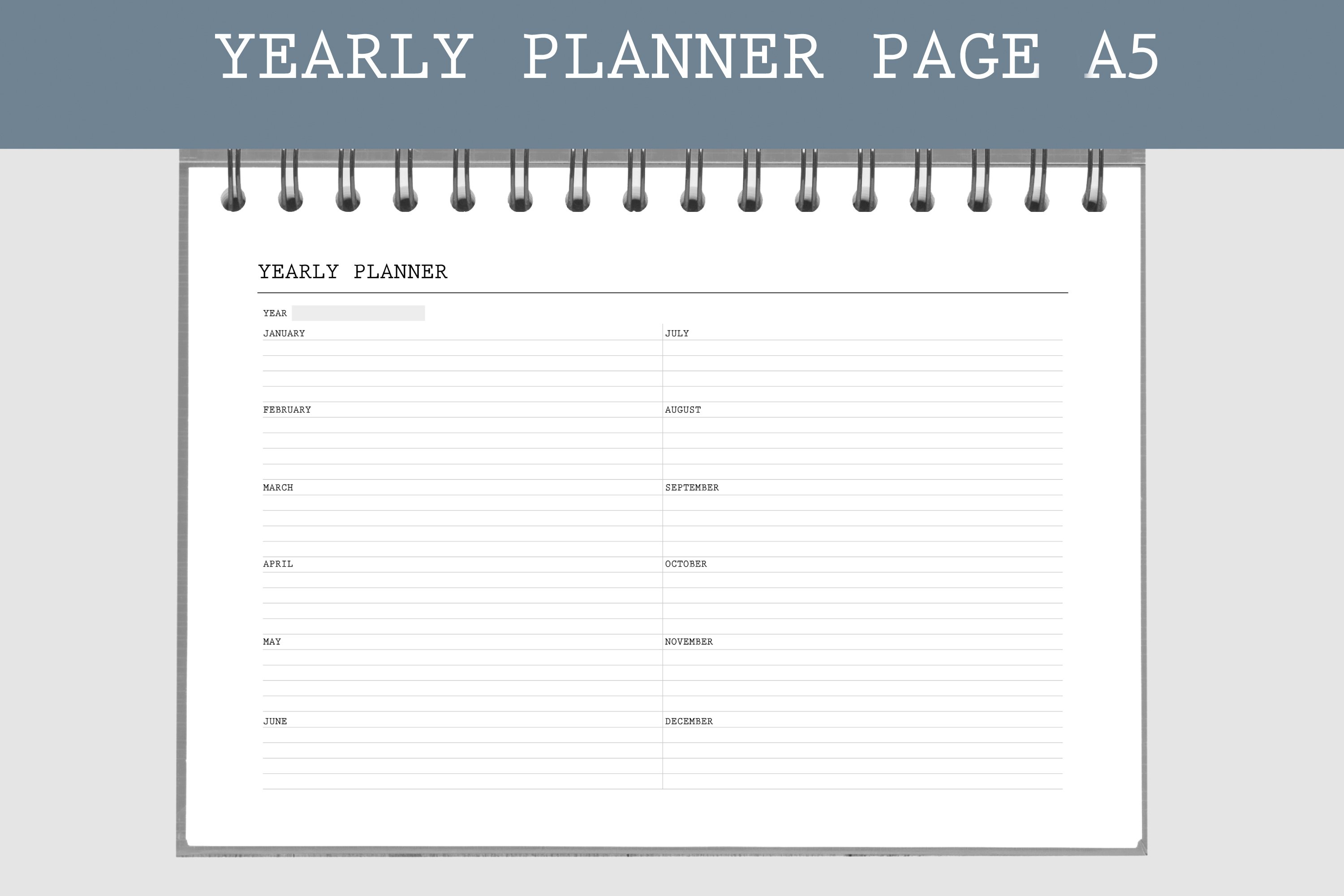 Yearly planner bullet journal page printable A5 (1233990) | Planner ...
