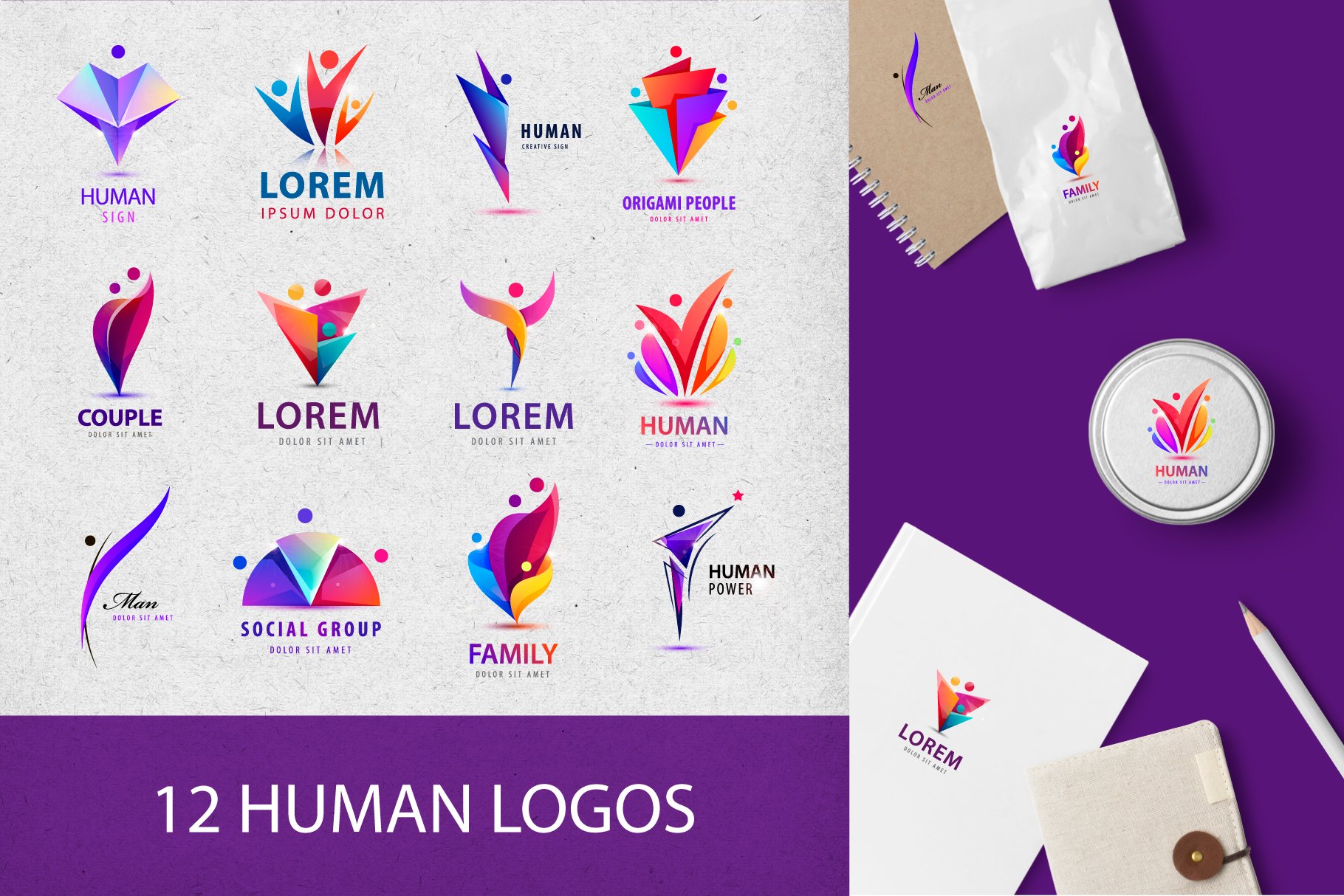 Set of men, people, human logos (1213934) | Logos | Design Bundles