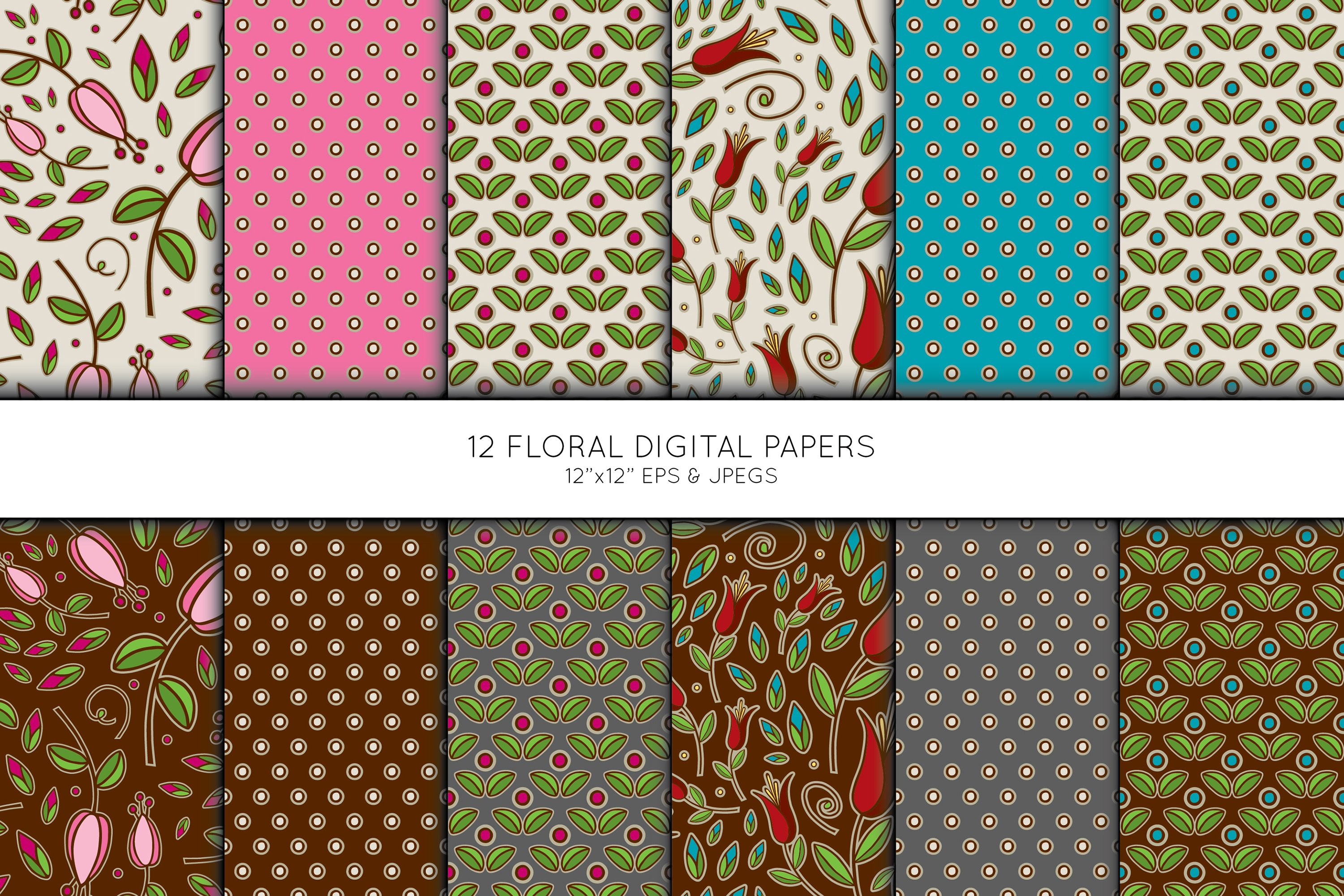 Floral Digital Paper, Flower Seamless pattern (94876) | Patterns ...