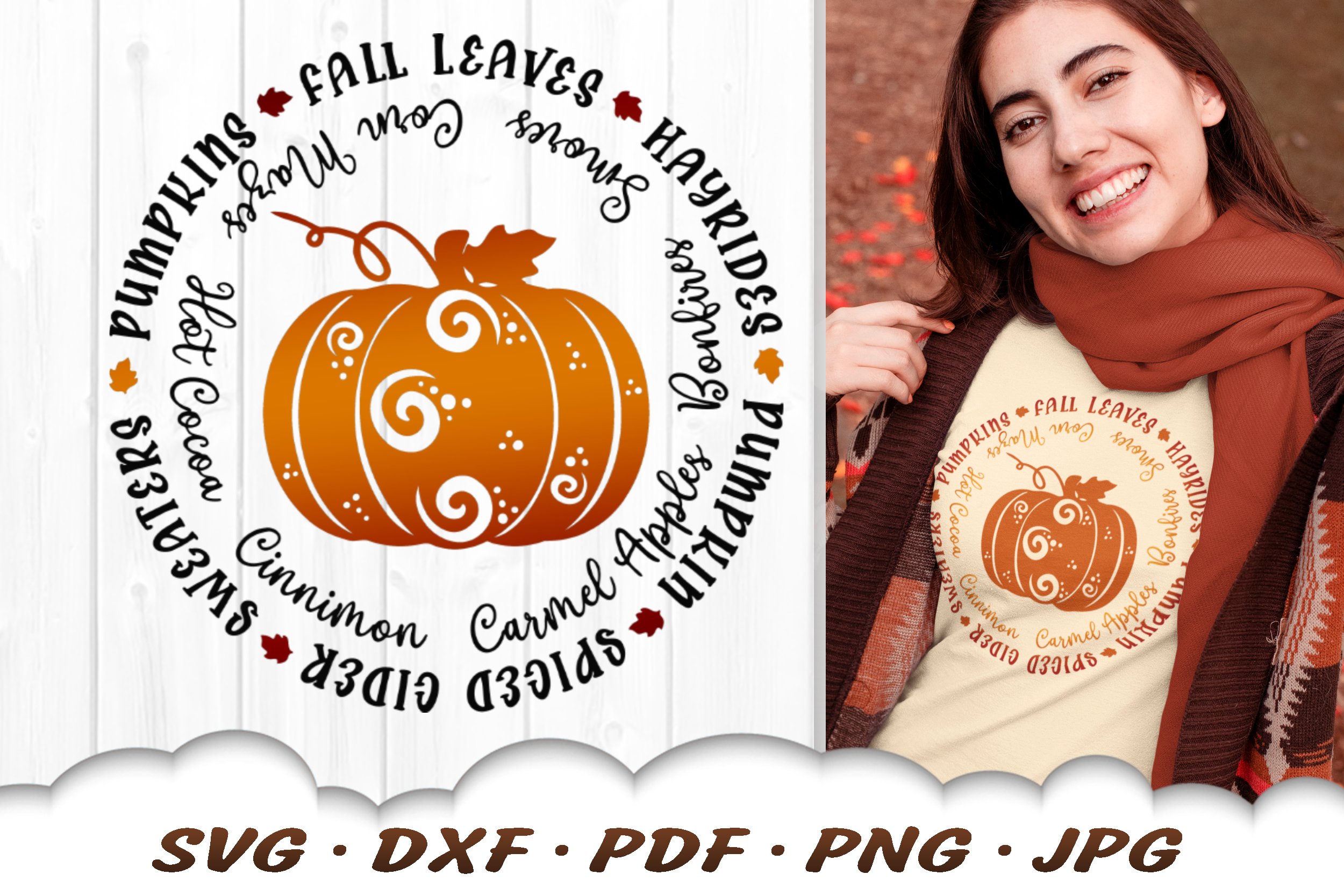Fall Pumpkin Round SVG DXF Cut Files (923797) | Cut Files | Design Bundles
