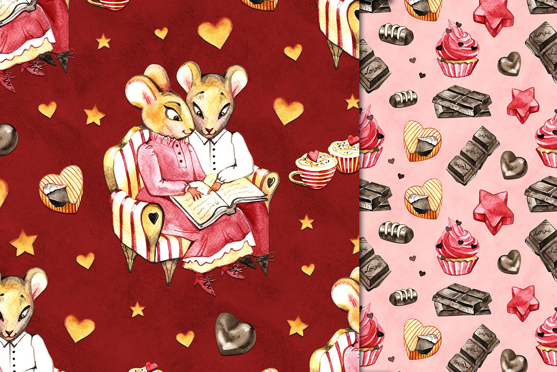 Watercolor Chocolate Digital Paper (288946) | Patterns | Design Bundles