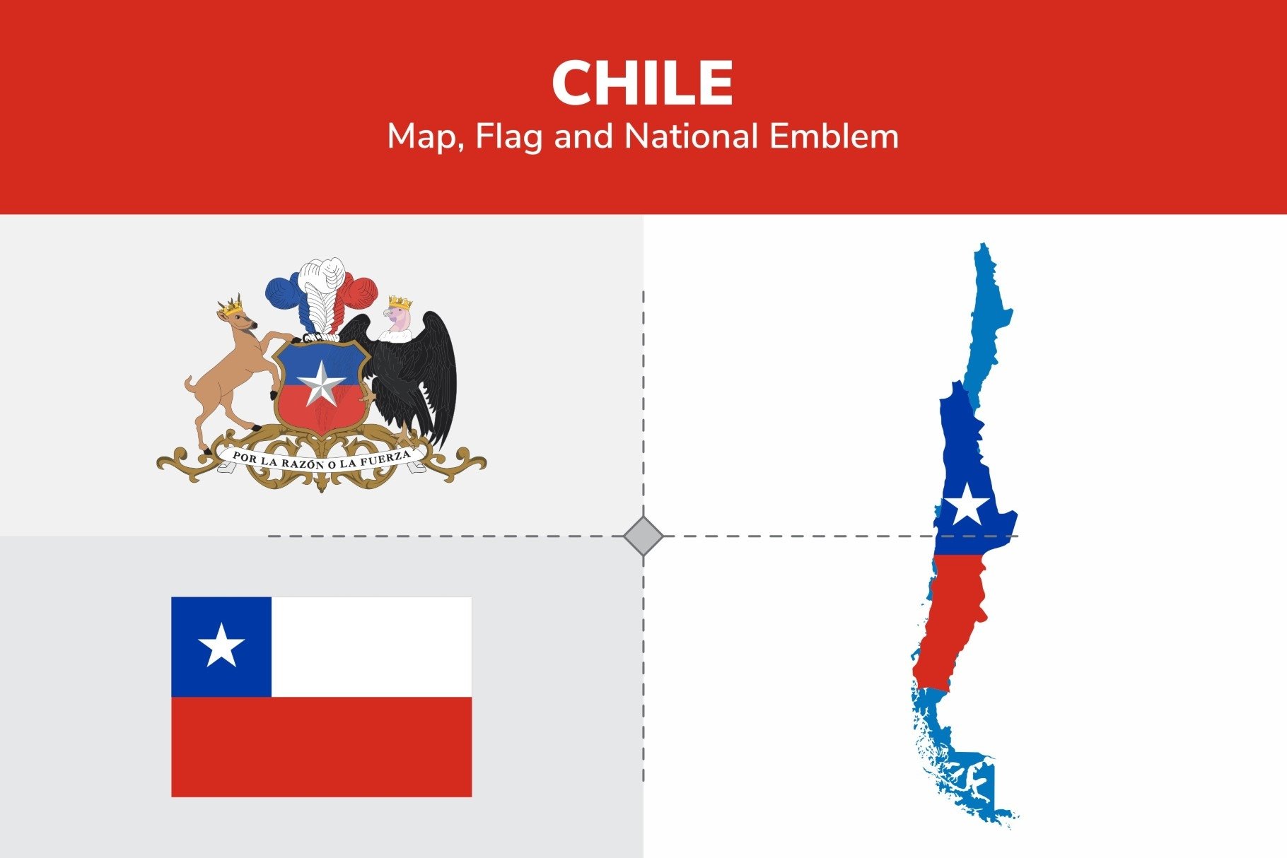 Chile Map, Flag and National Emblem (1101366) | Illustrations | Design ...