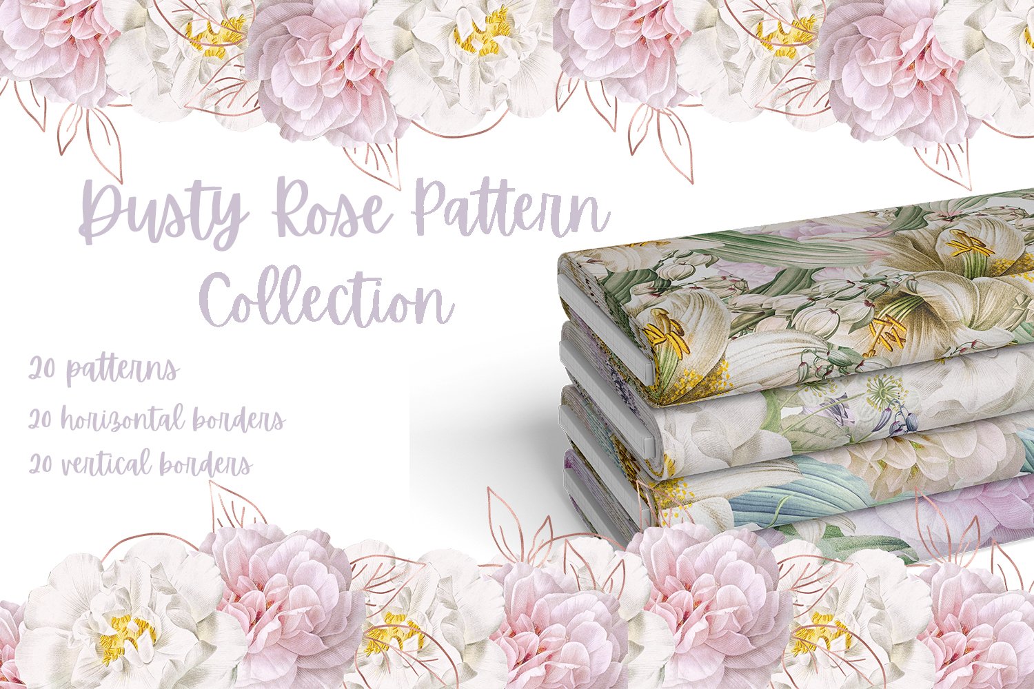 Dusty Rose Pattern Collection (590766) | Patterns | Design Bundles