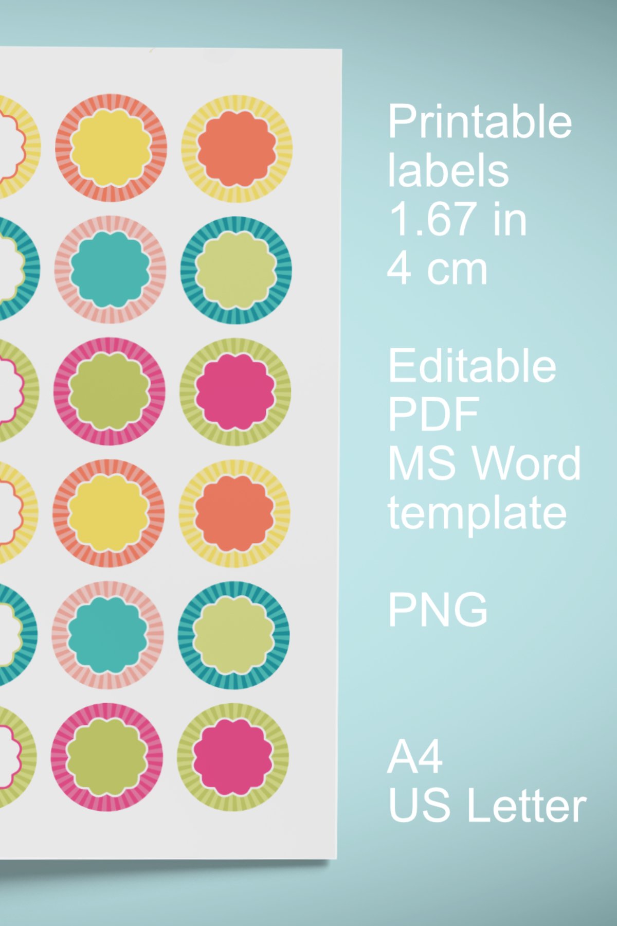 Small Summer Party Labels A4 US Letter Layout Editable Text