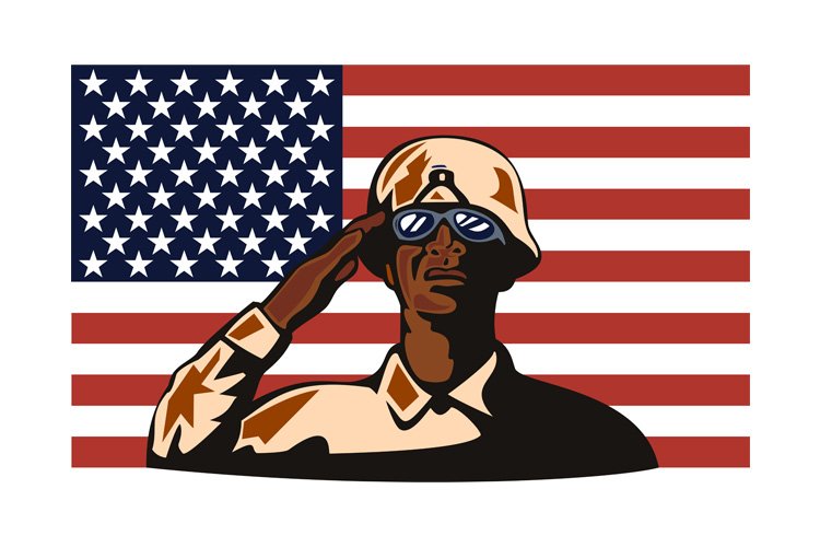 American soldier serviceman saluting (327725) | Icons | Design Bundles