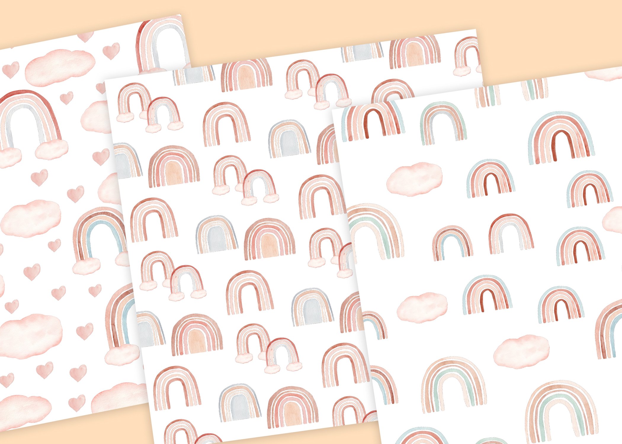 Watercolor Rainbow Neutral Collection (533064) | Illustrations | Design ...