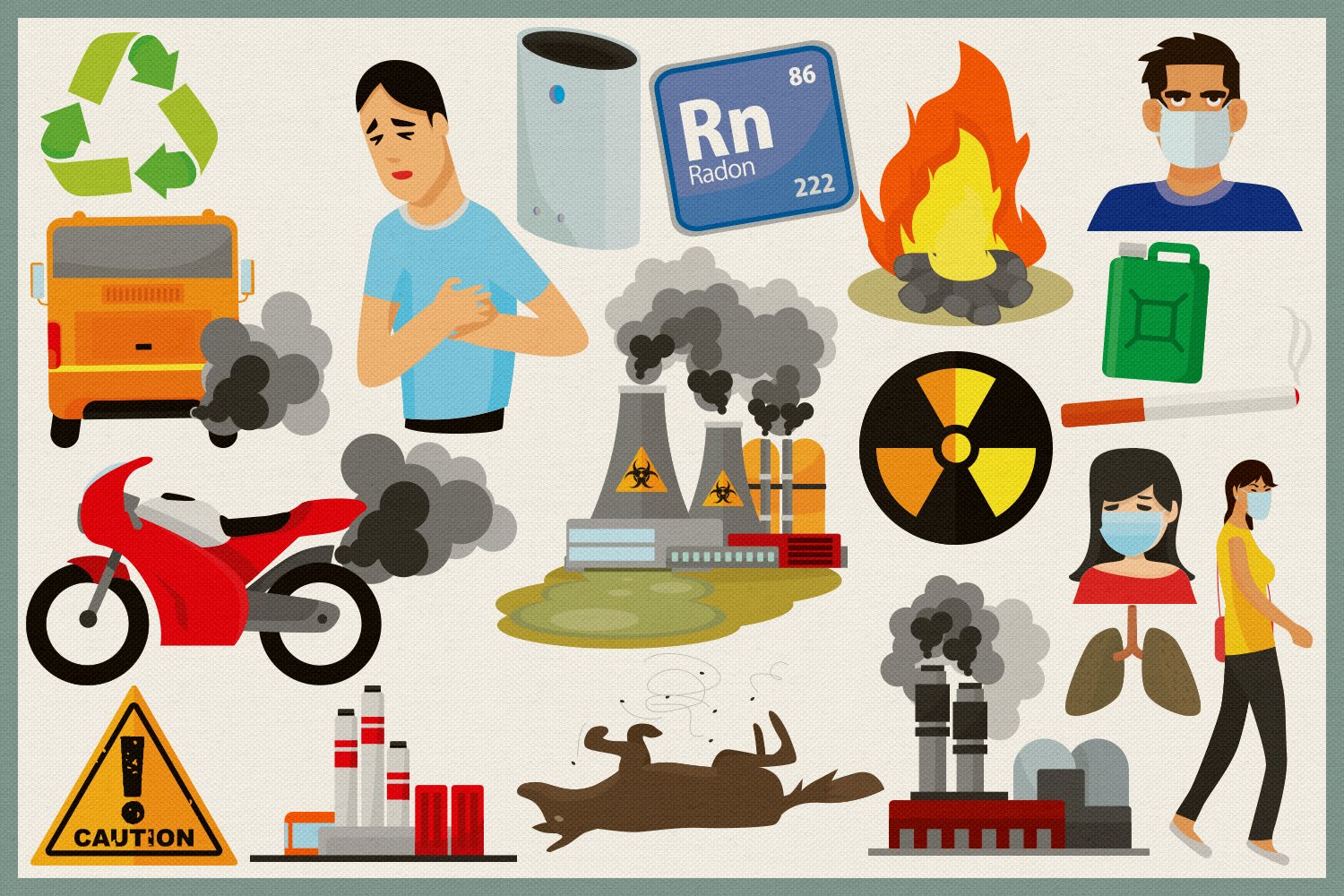 Air Pollution Vector Clipart and Seamless Pattern
