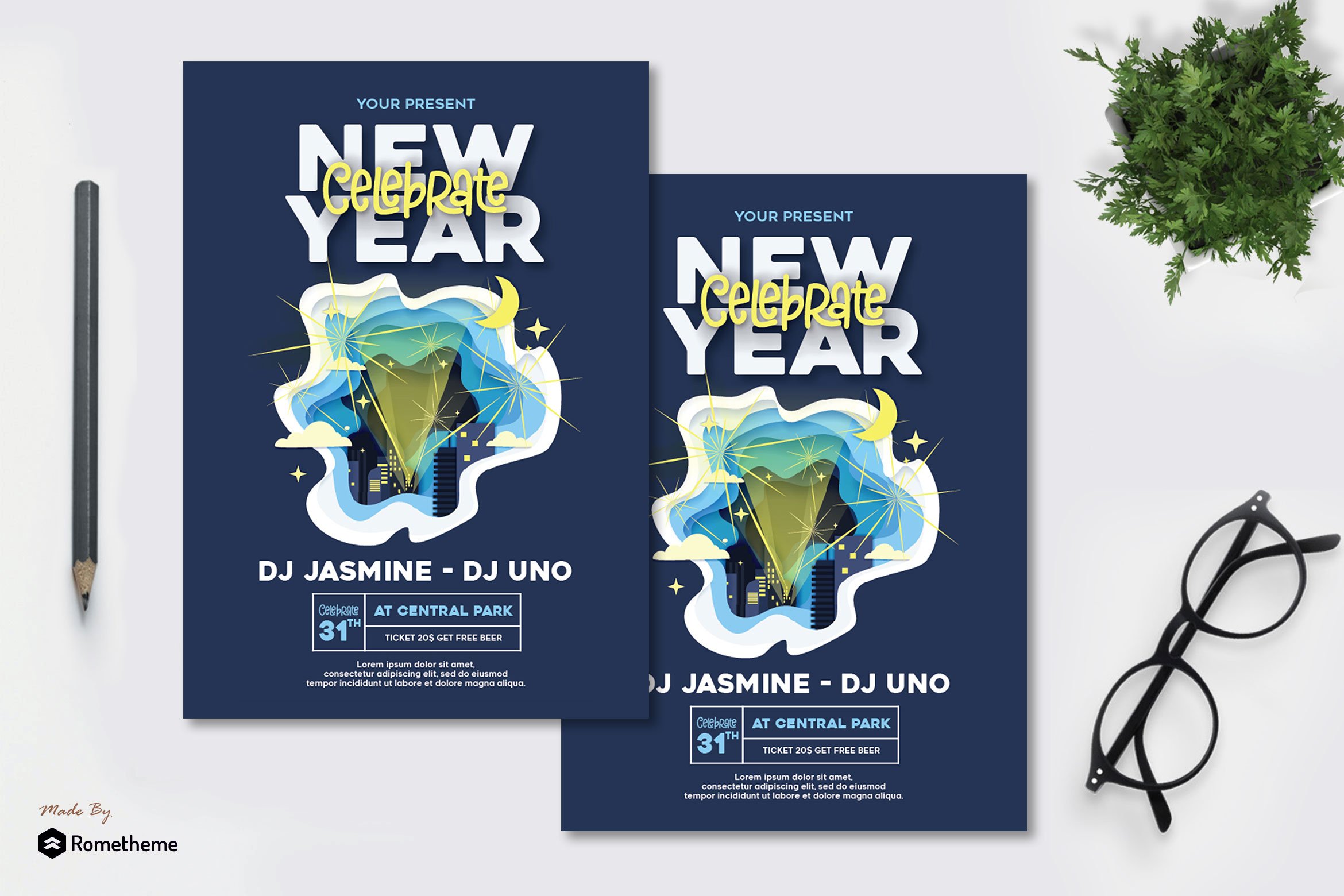 New Year Celebrate - Flyer AS (1077694) | Flyers | Design Bundles