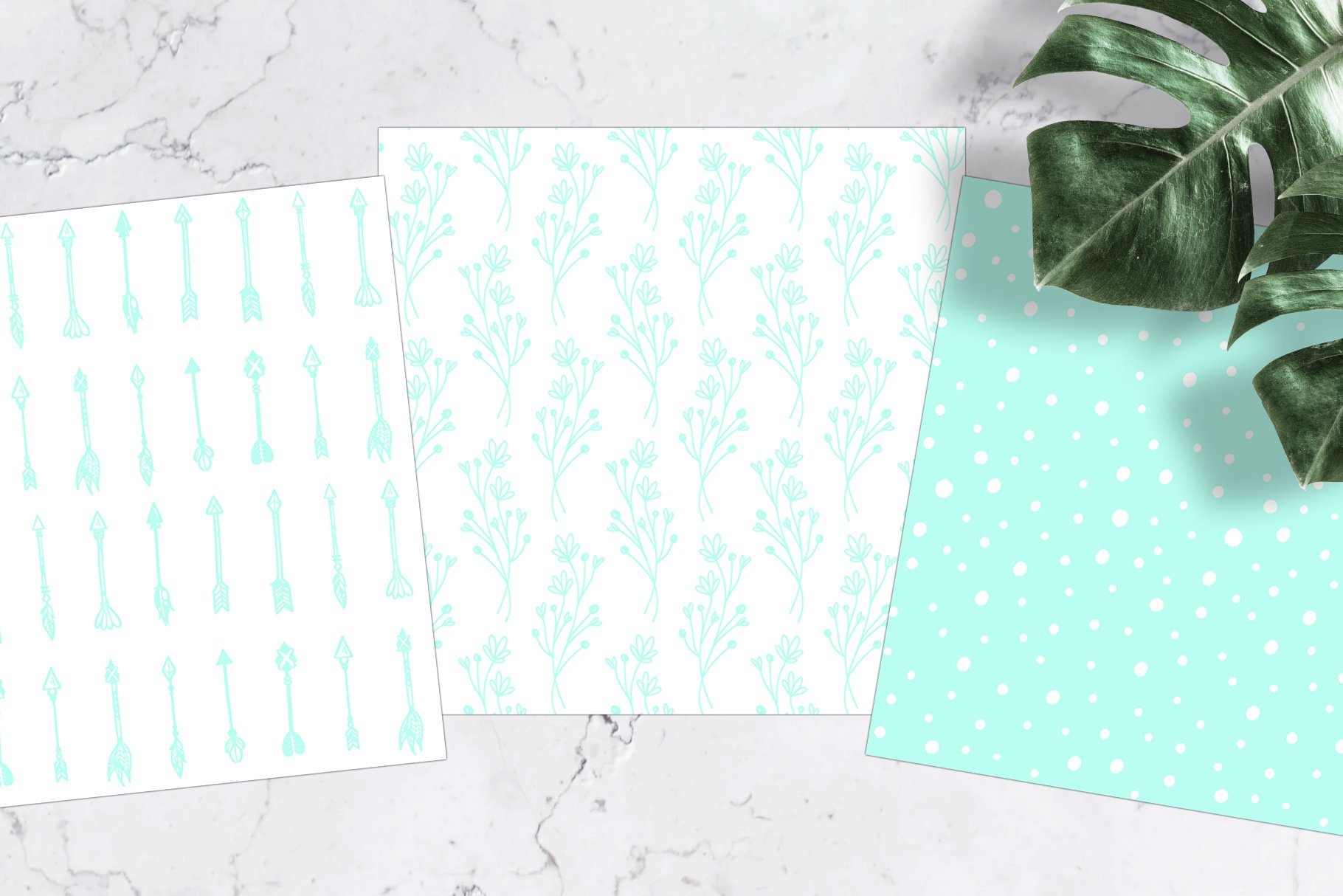 Seafoam Pastel Digital Paper Set (674737) | Patterns | Design Bundles